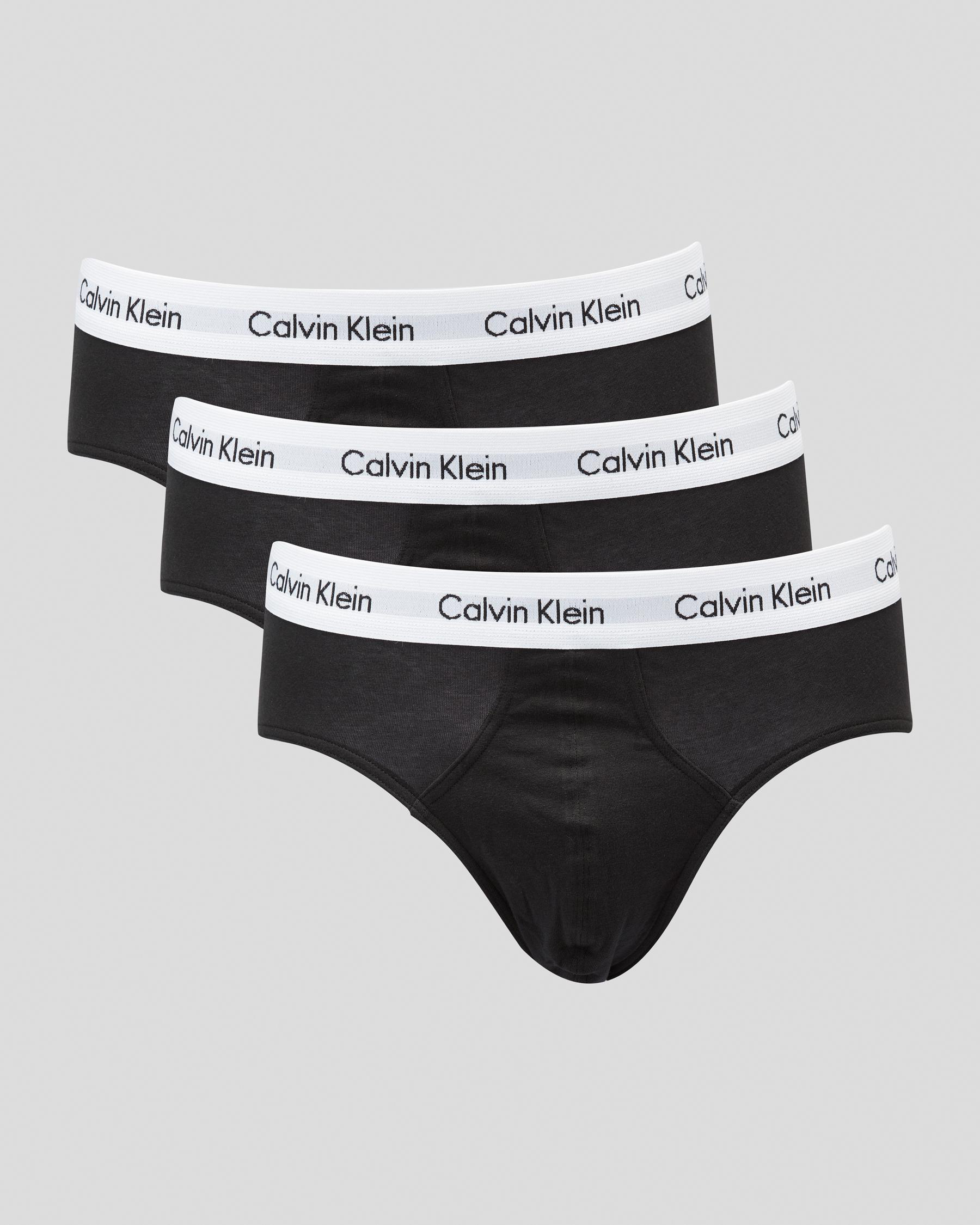 Shop Calvin Klein Cotton Stretch Hip Brief 3 Pack-Multi In Black - Fast ...