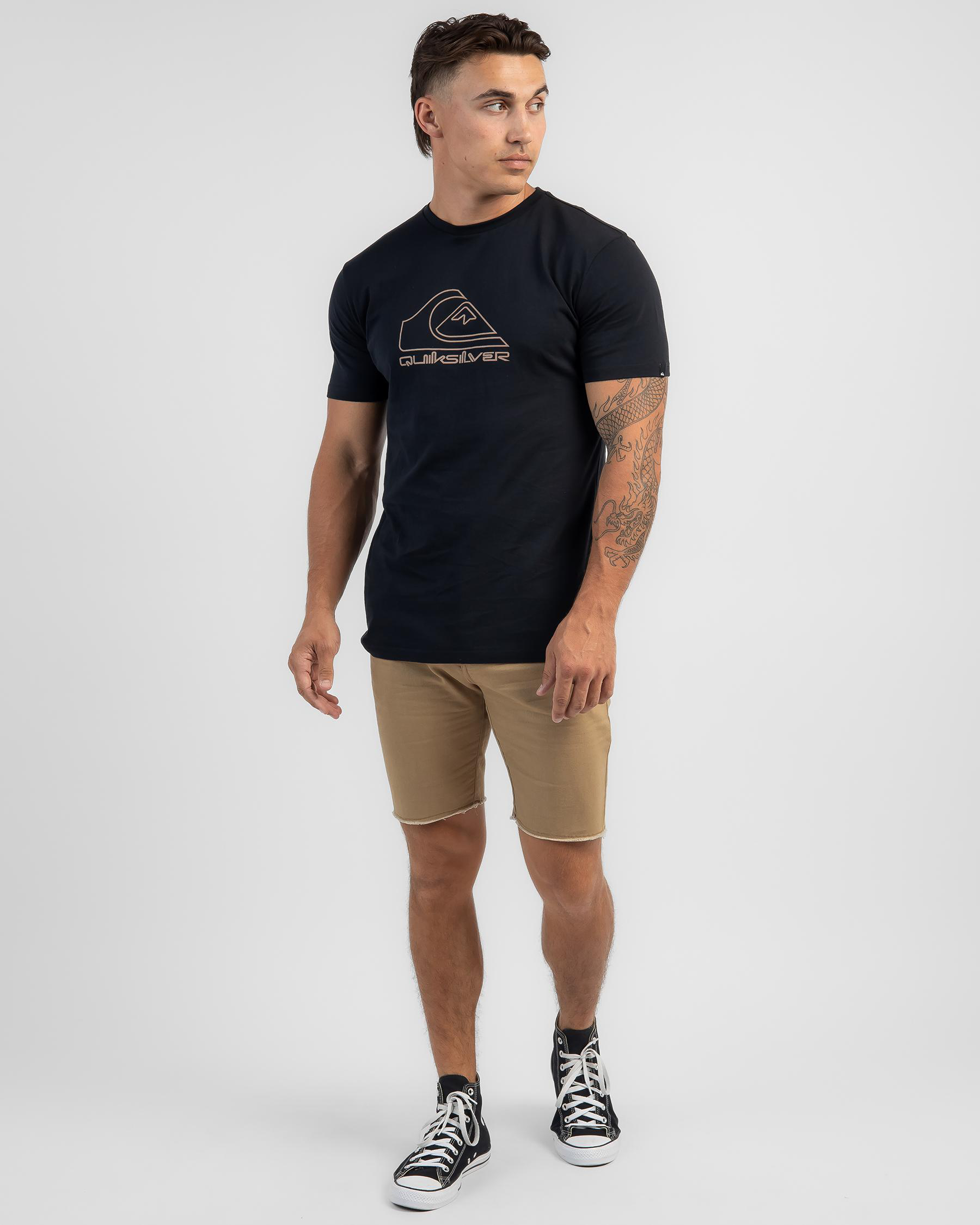 Shop Quiksilver Outer Line T-Shirt In Black - Fast Shipping & Easy ...