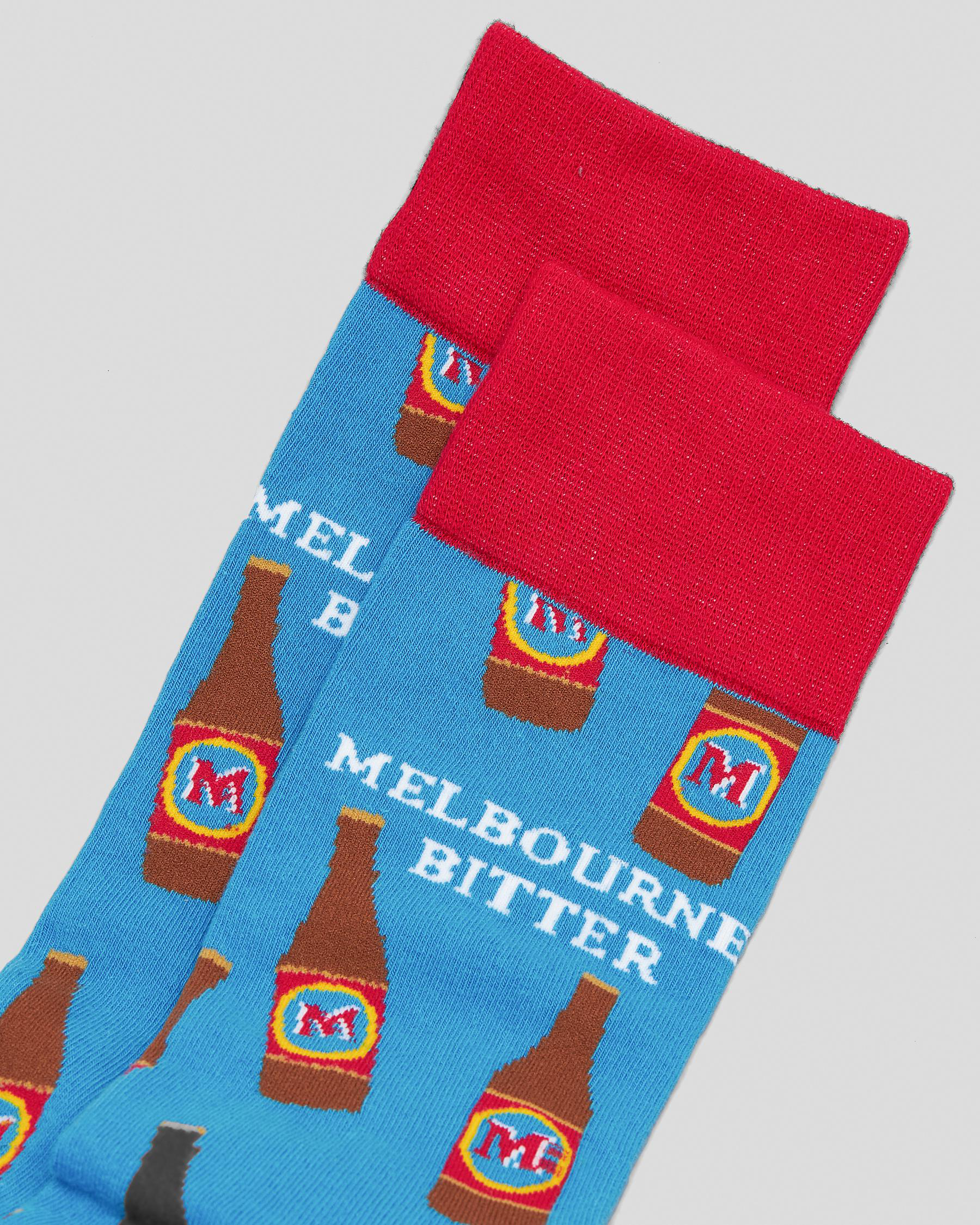 Shop FOOT-IES Melbourne Bitter Bottle Socks In Blue - Fast Shipping ...