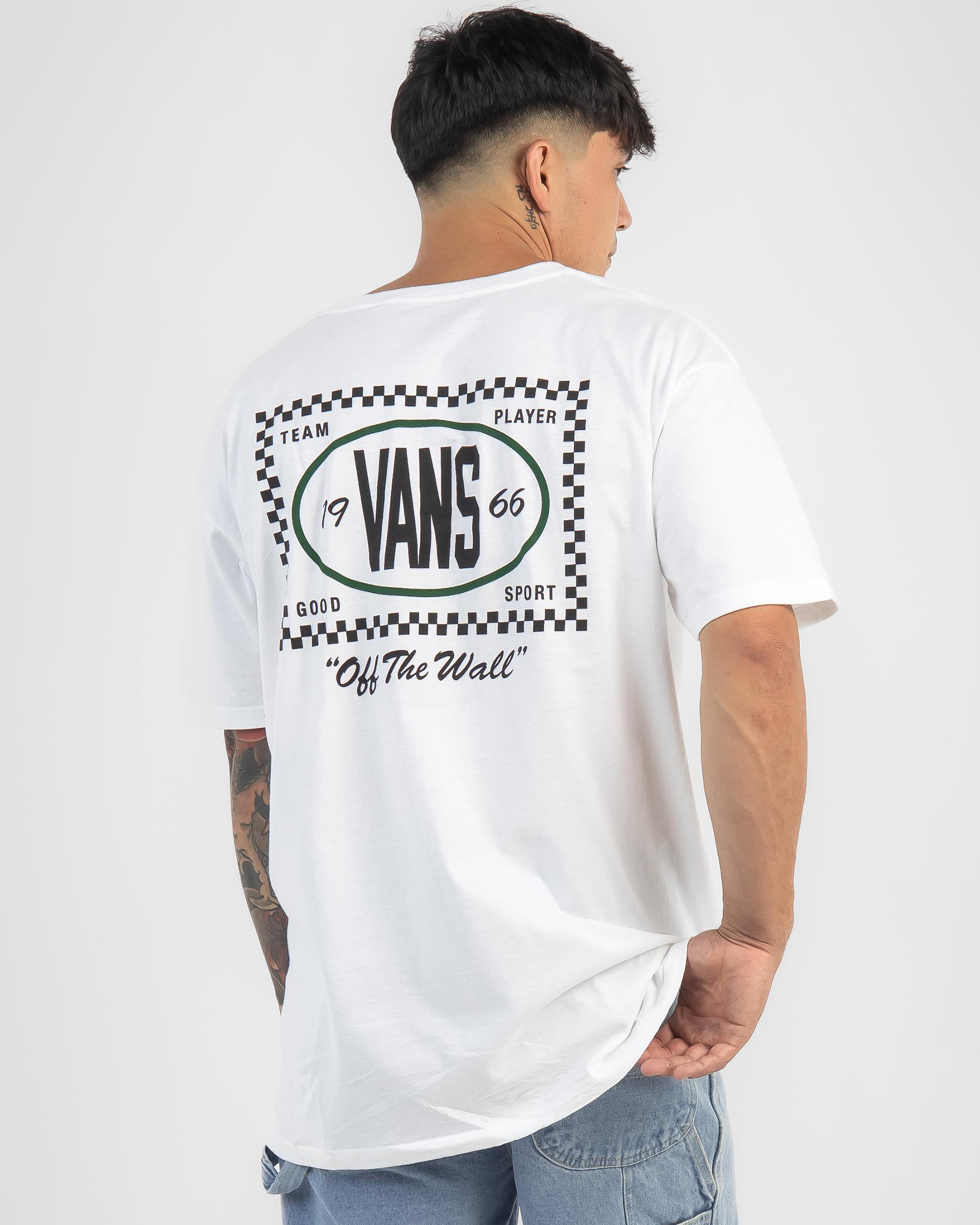 Shop Vans Team Player Checkerboard T-Shirt In White - Fast Shipping ...