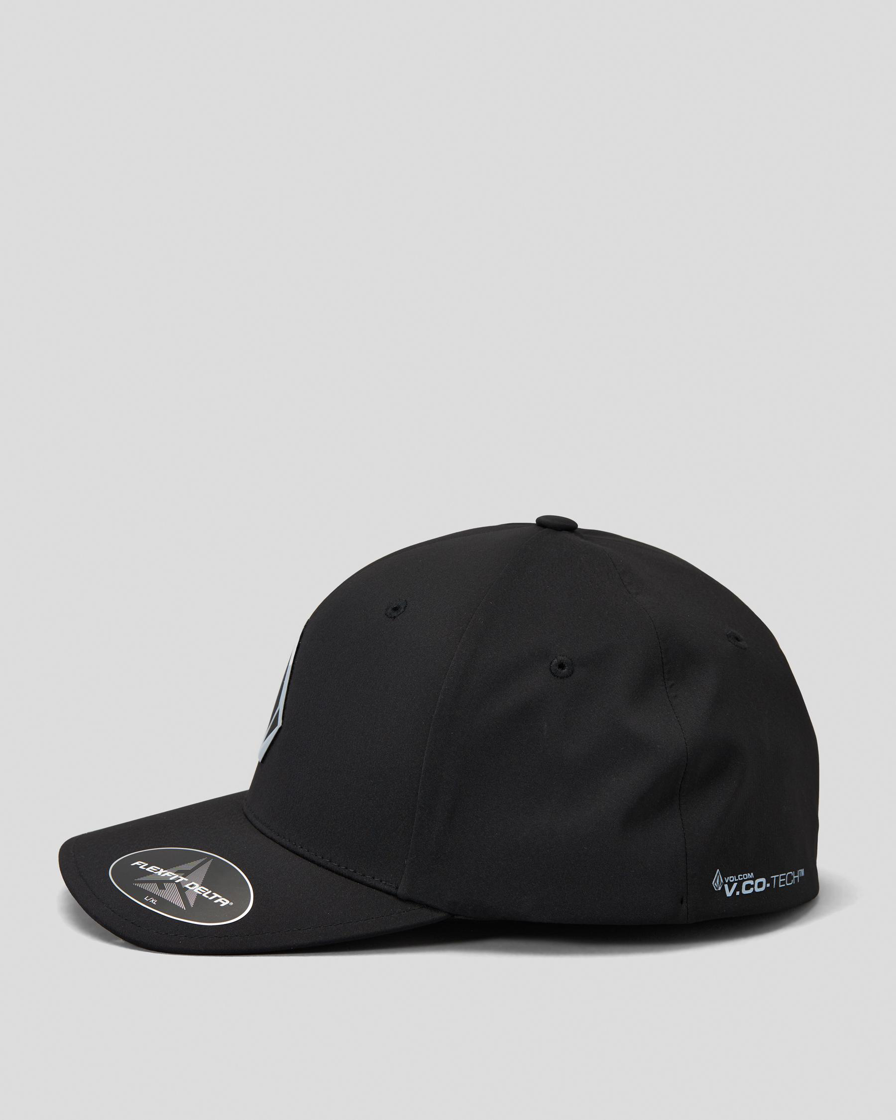 Shop Volcom Stone Tech Flexfit Delta Cap In Black - Fast Shipping ...