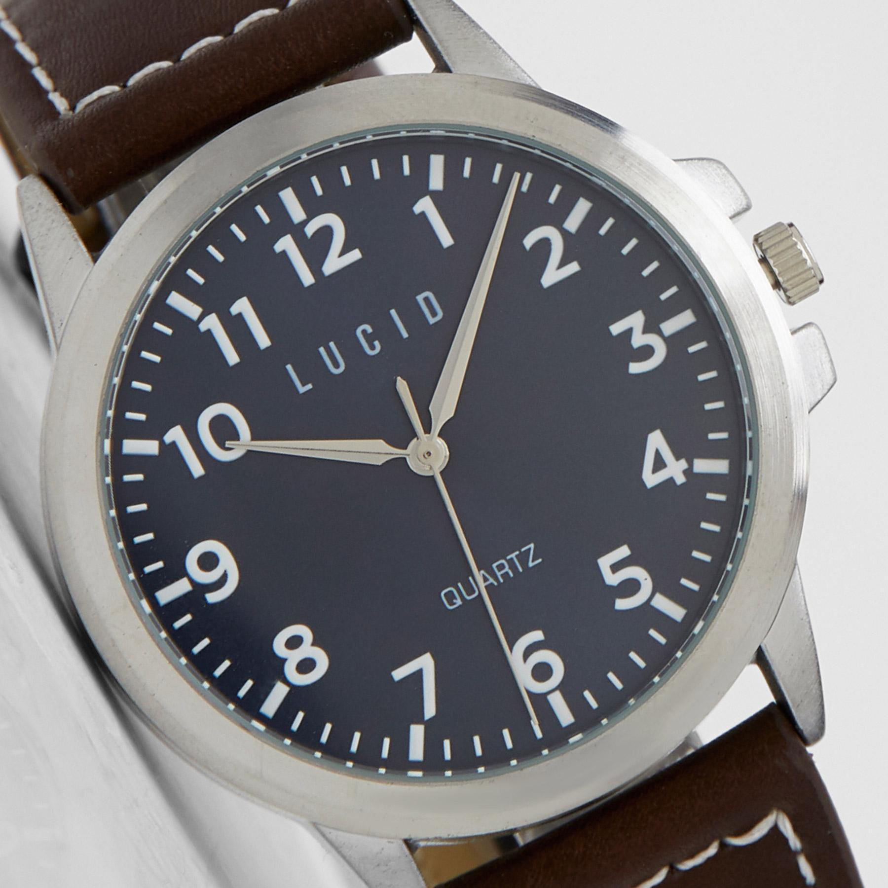 Shop Lucid Nocturne Watch In Navy/silver/choc - Fast Shipping & Easy ...