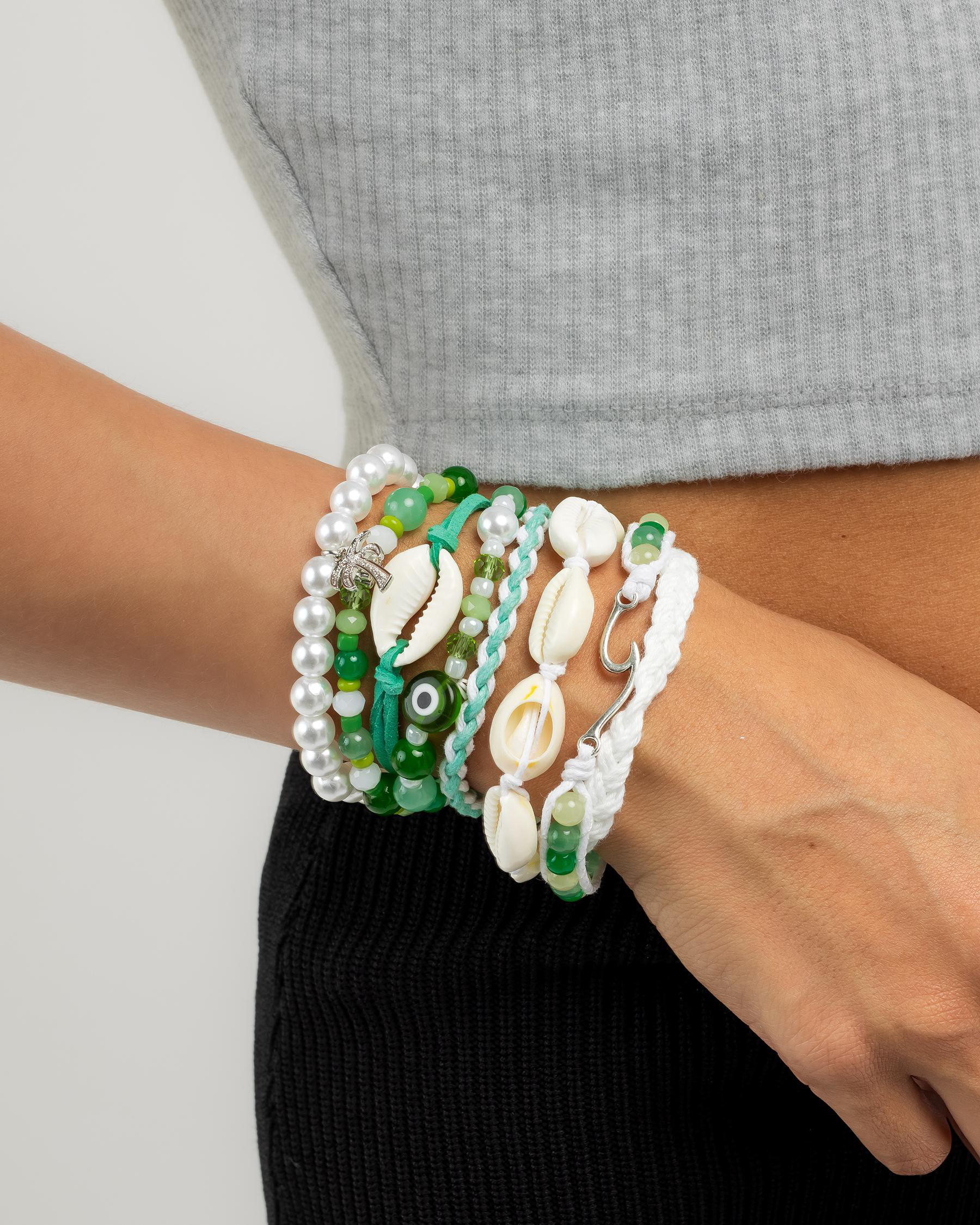 Shop Karyn In LA Bahamas Wristband Pack In Green/silver - Fast Shipping ...
