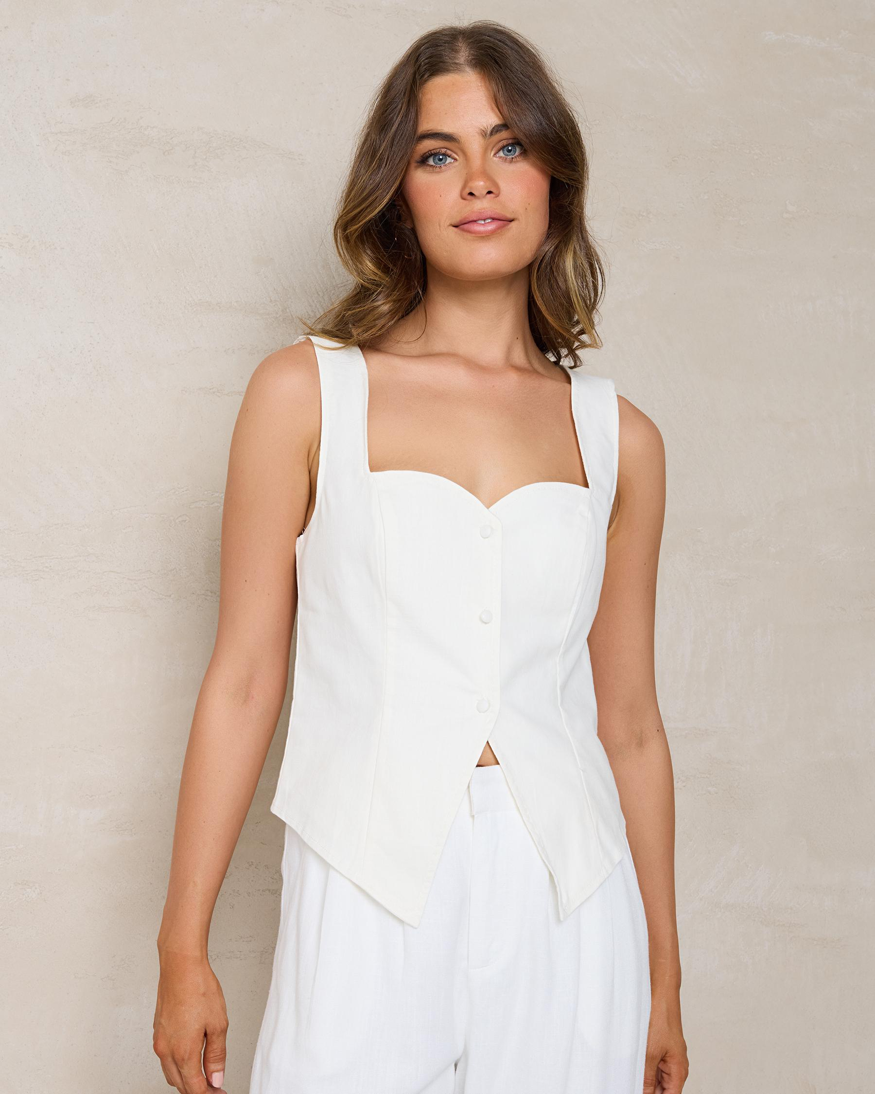 Shop Indikah Gretchen Top In White - Fast Shipping & Easy Returns ...