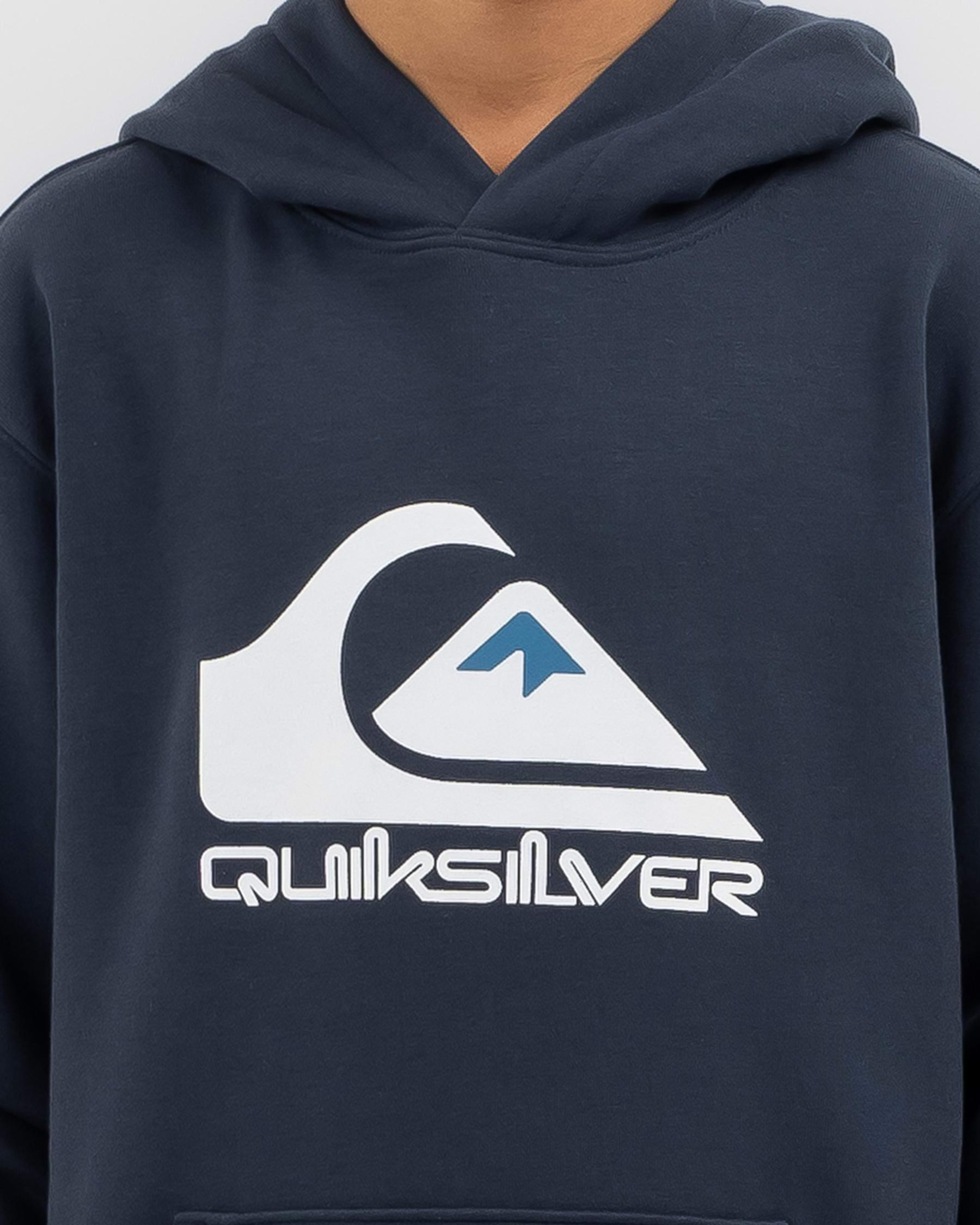 Shop Quiksilver Boys' Big Logo Hoodie In Dark Navy - Fast Shipping ...