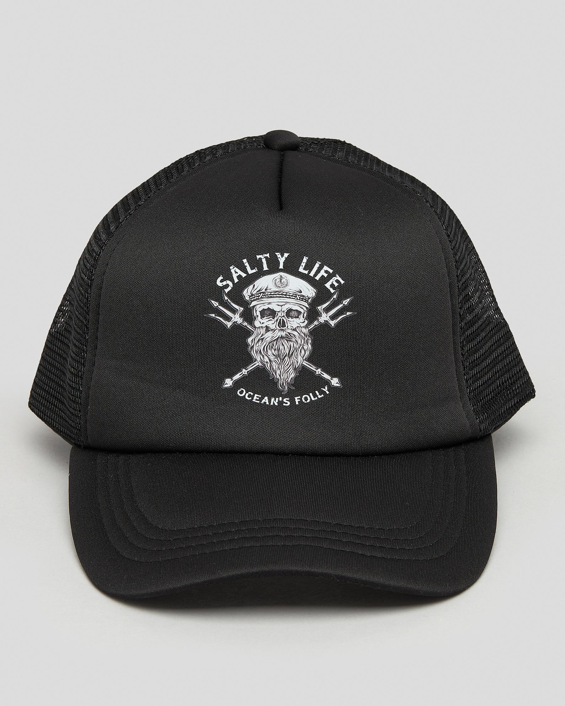 Shop Salty Life Oceans Trucker Cap In Black - Fast Shipping & Easy ...