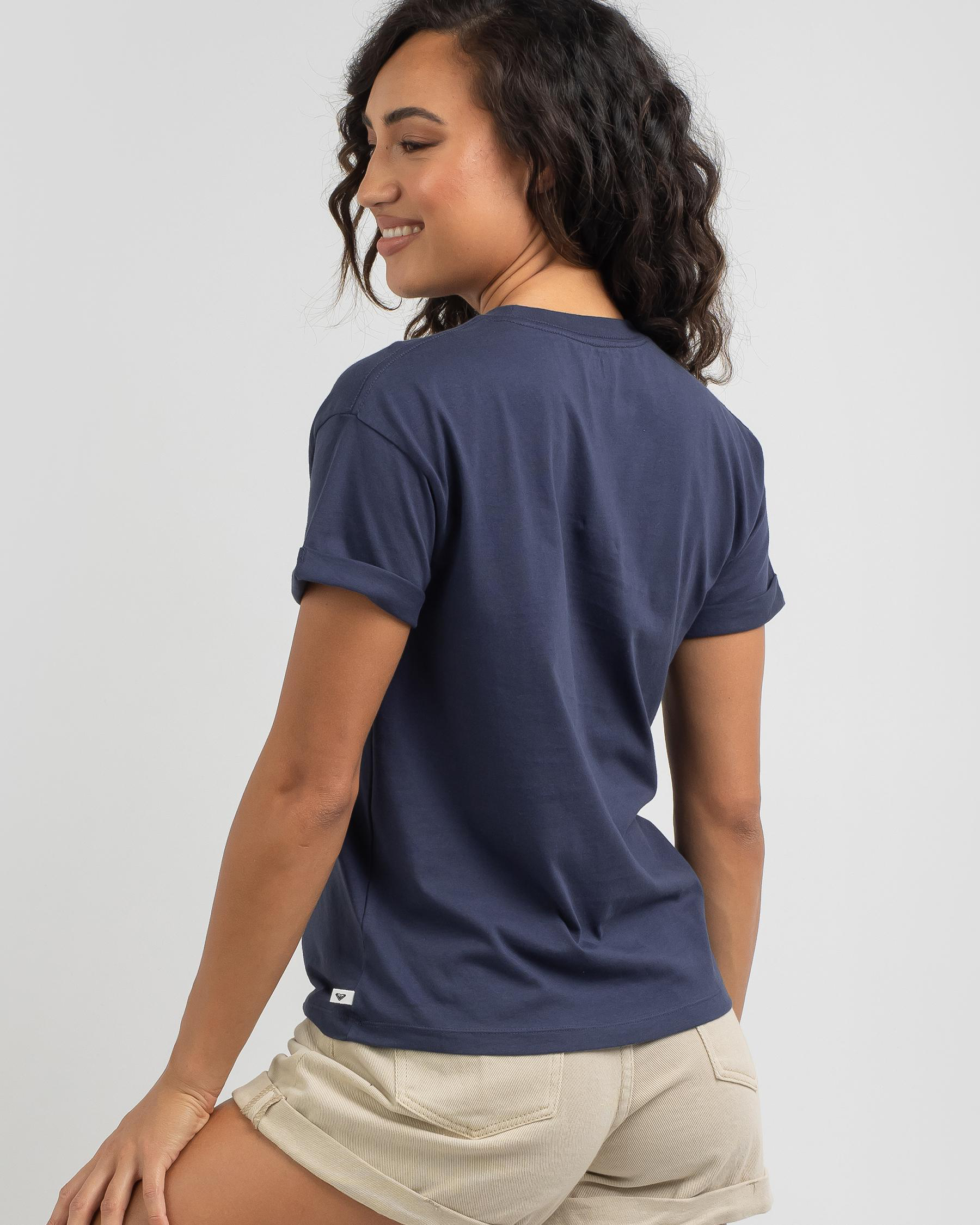 Shop Roxy Surfing In Sunshine T-Shirt In Mood Indigo - Fast Shipping ...