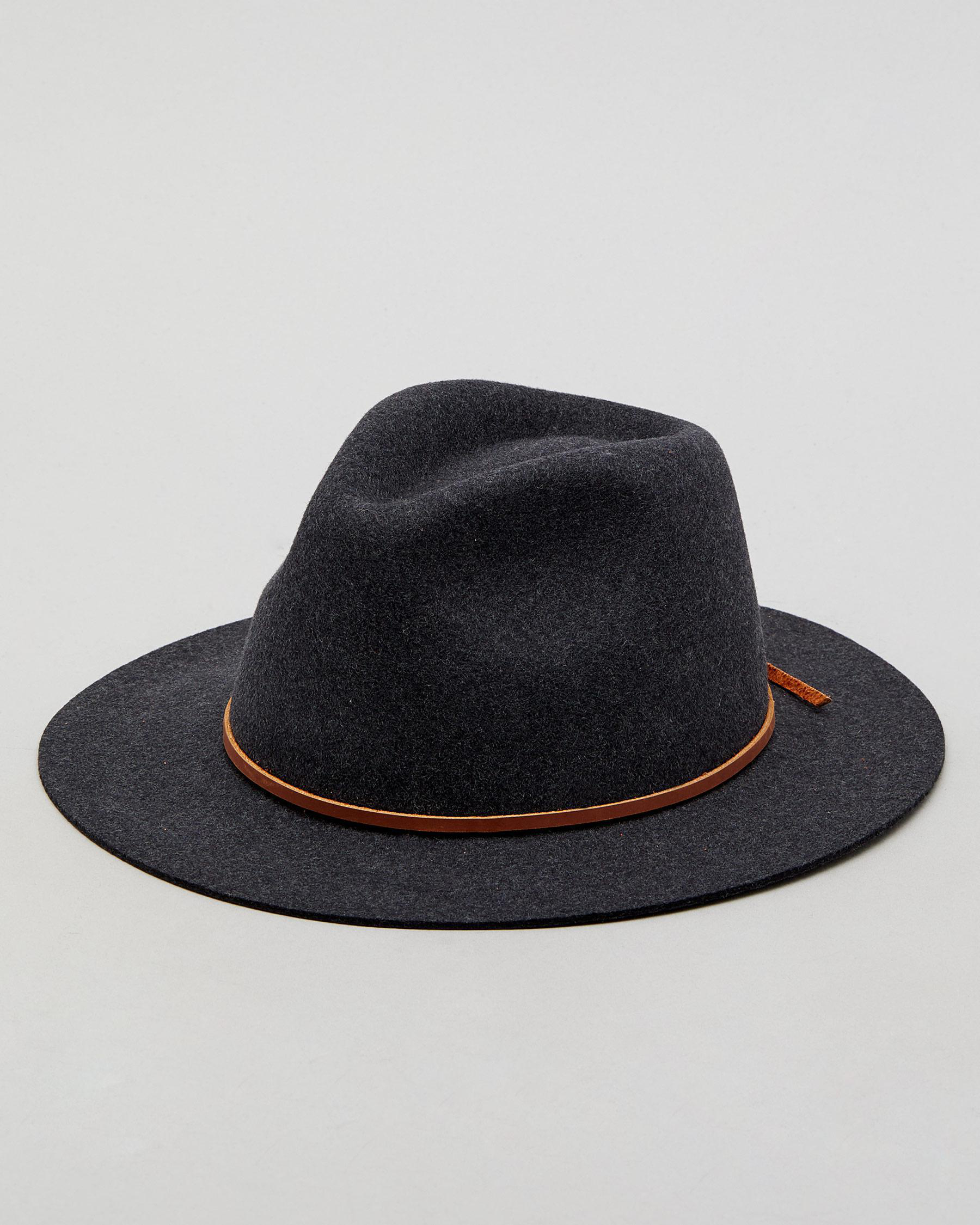 Shop Brixton Wesley Fedora In Heather Black - Fast Shipping & Easy ...