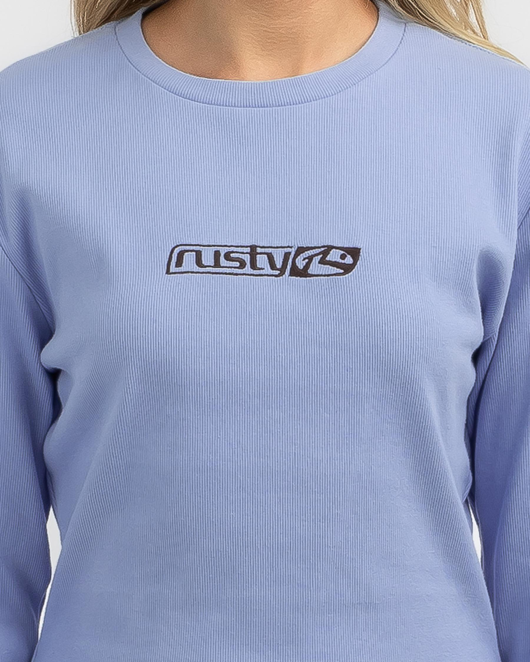 Shop Rusty Rusty Racer Long Sleeve Skimmer T-Shirt In Glacial Blue ...
