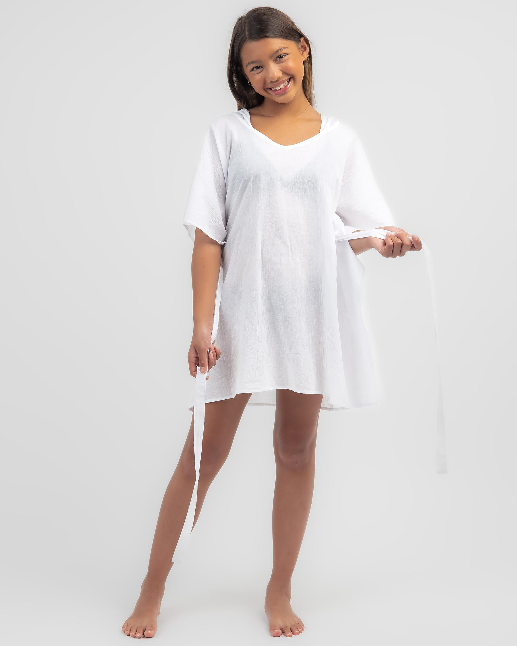 Shop Topanga Girls' Sheridan Beach Cover In White - Fast Shipping ...