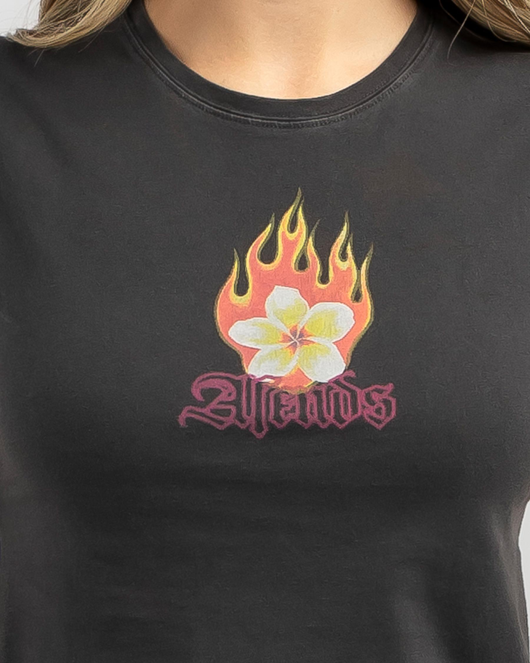 Shop Afends Burning Recycled Baby Tee In Stone Black - Fast Shipping ...