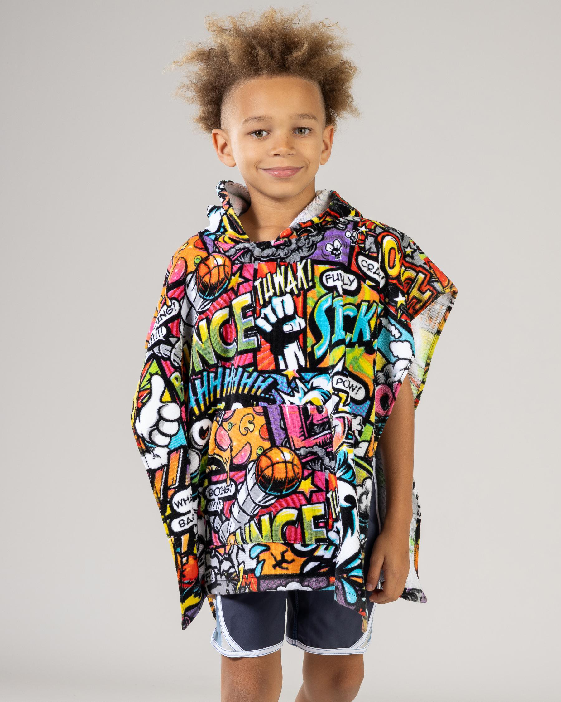 Shop Jacks Kids' Boom Hooded Towel In Black/multi - Fast Shipping ...