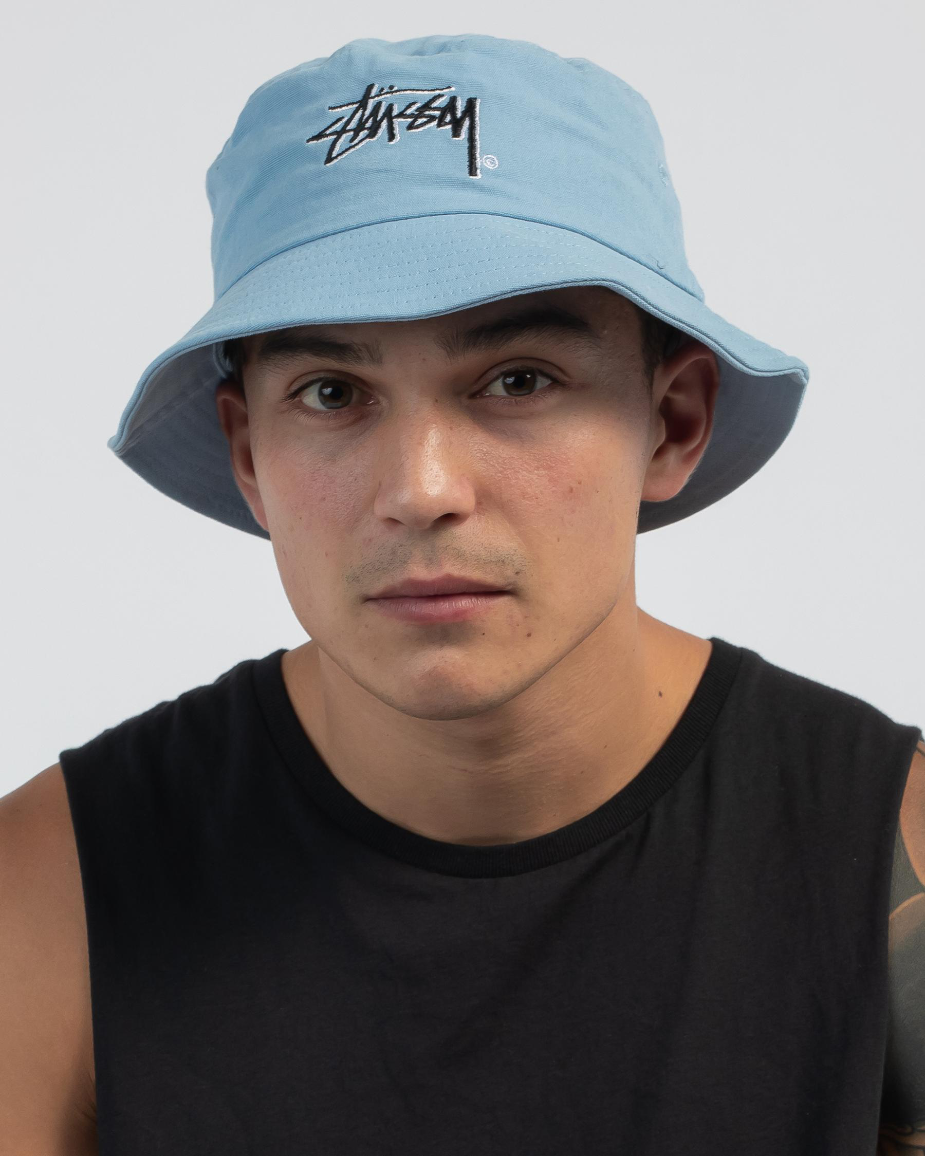 Shop Stussy Stock Shadow Bucket Hat In Powder Blue - Fast Shipping ...