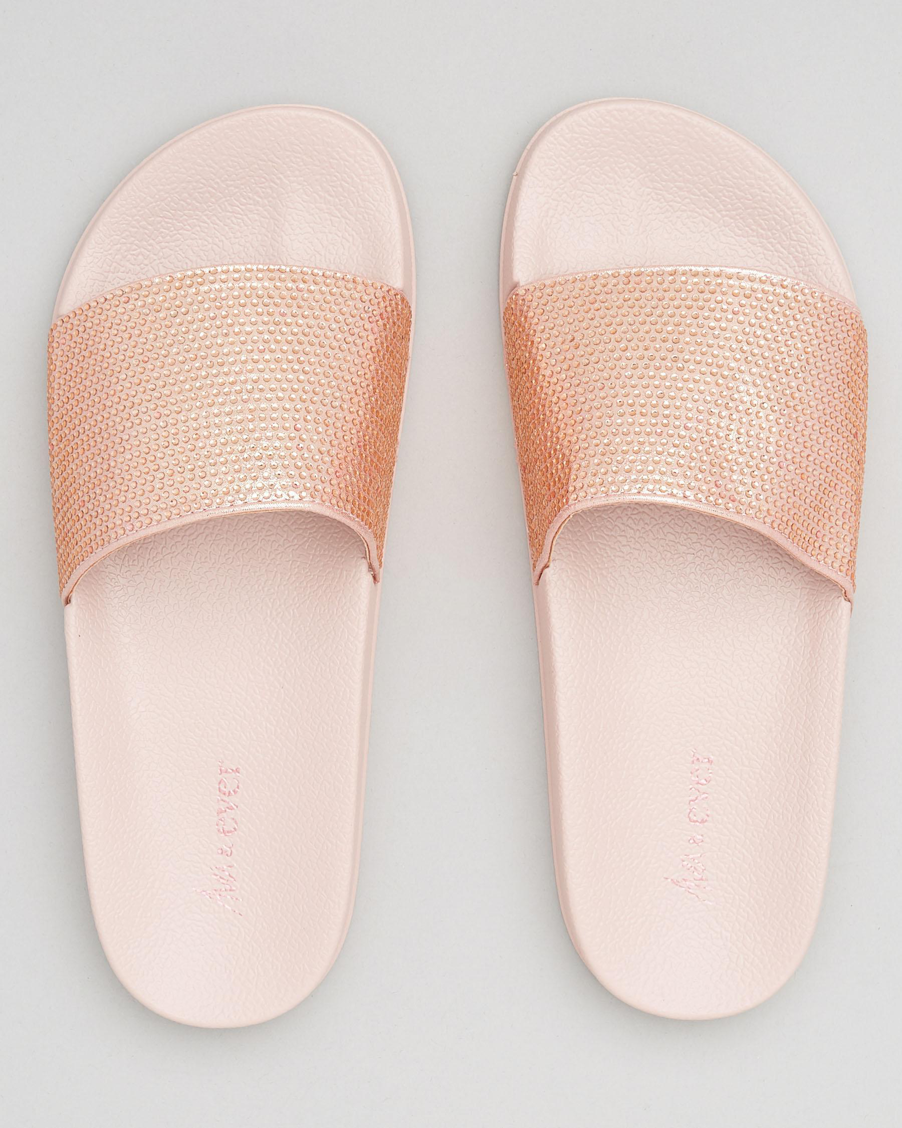Shop Ava And Ever Jewelled Slide Sandals In Rose Gold - Fast Shipping ...
