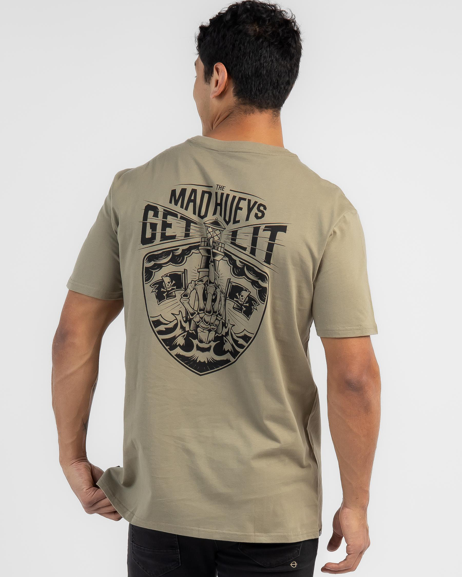 Shop The Mad Hueys Get Lit T-Shirt In Khaki - Fast Shipping & Easy ...