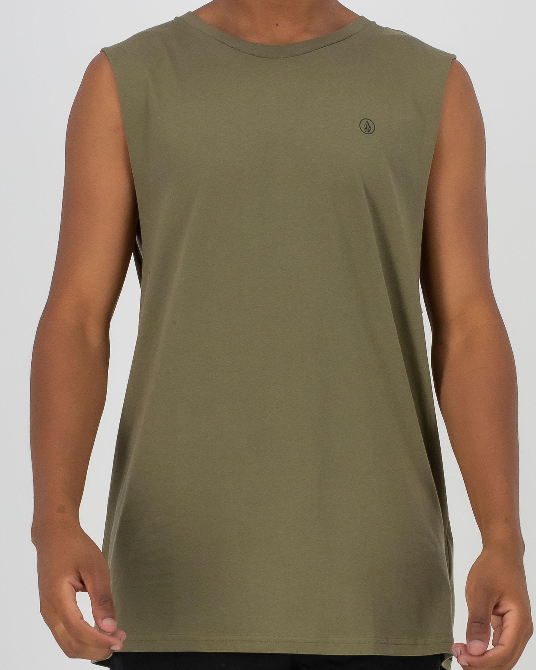 Shop Volcom Solid Muscle Tank In Army Combo - Fast Shipping & Easy ...