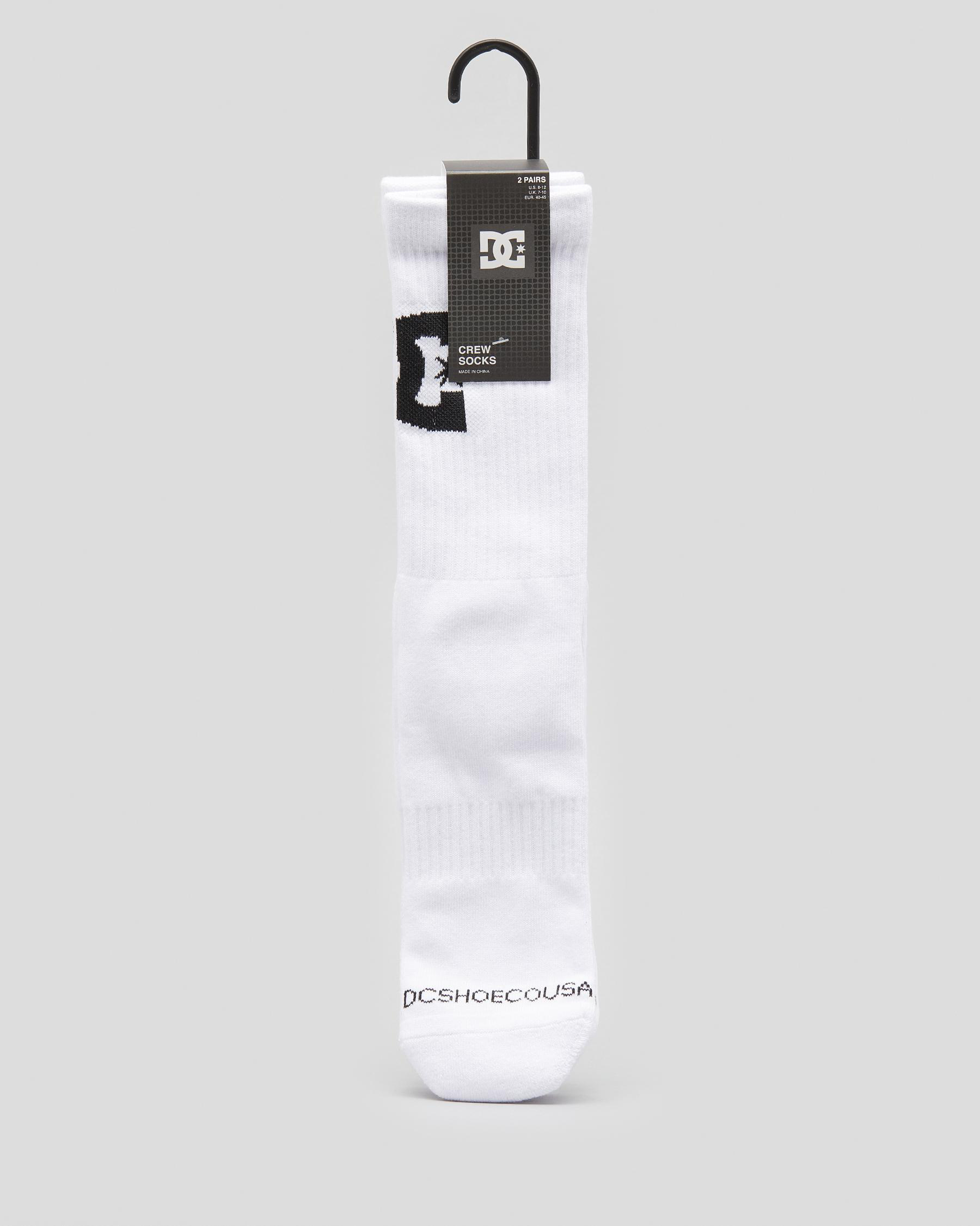 Shop DC Shoes DC Star Crew Socks 2 Pack In White - Fast Shipping & Easy ...