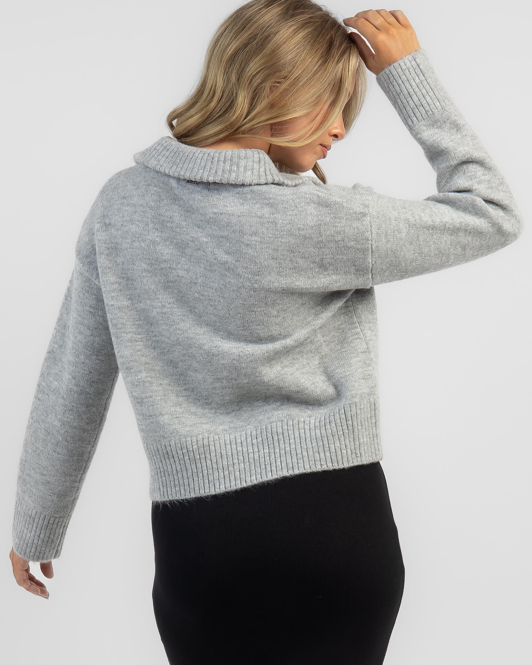 Shop Ava And Ever Stanford Half Zip Collared Knit Jumper In Grey - Fast ...
