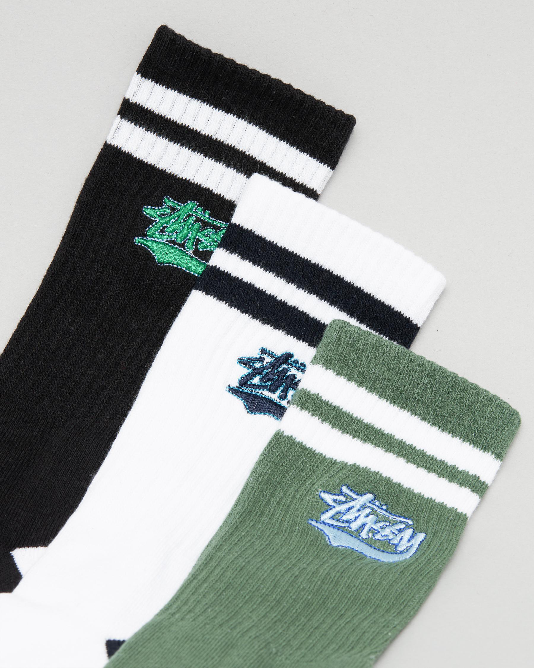 Shop Stussy Slugger Stripe Socks 3 Pack In Multi - Fast Shipping & Easy ...