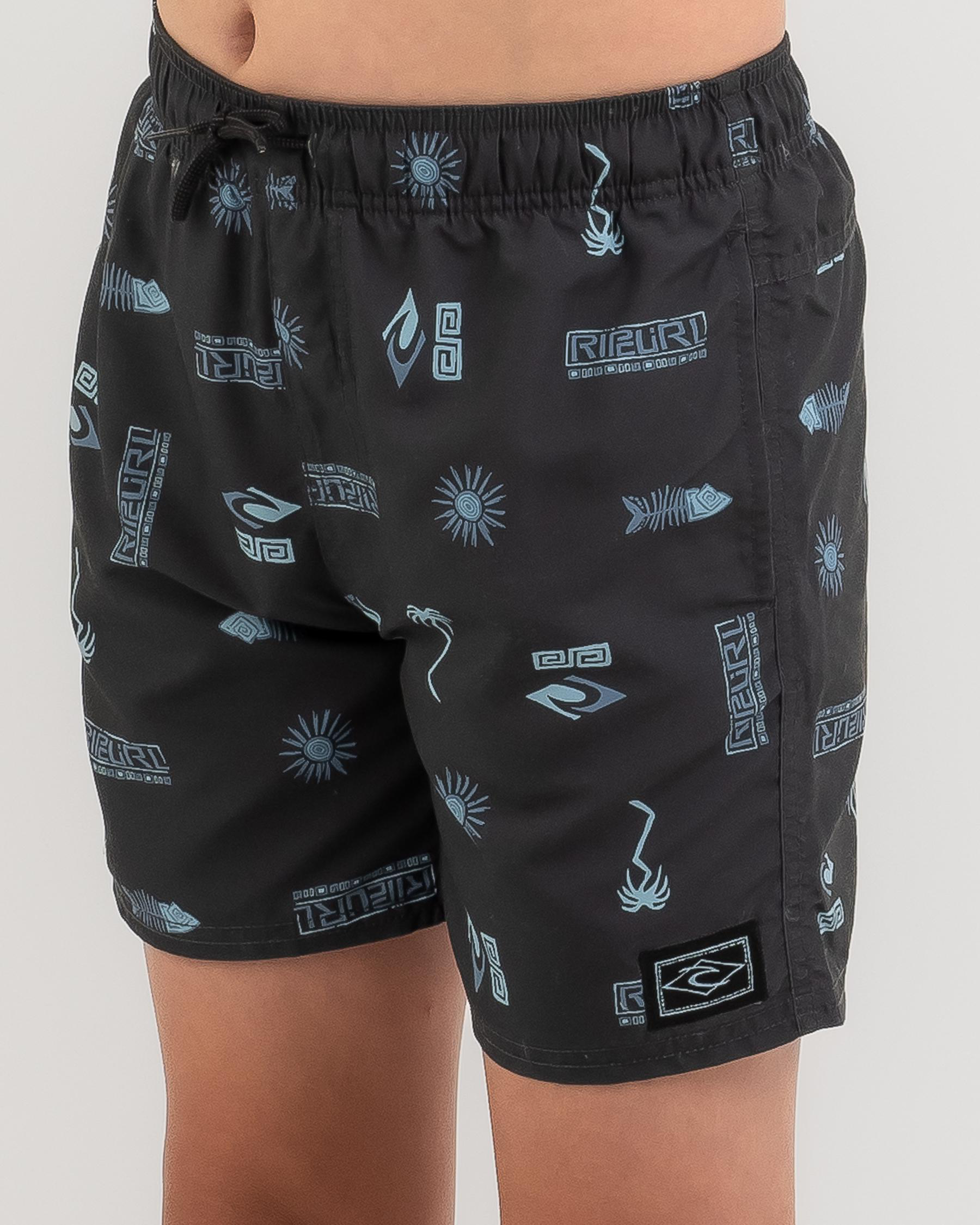 Shop Rip Curl Boys' Tube Heads Sun Volley Board Shorts In Black - Fast ...