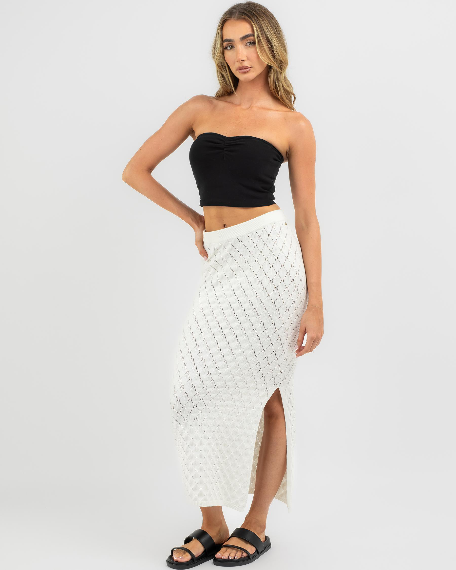 Rusty Leo Maxi Knit Skirt In Coconut Cream - Fast Shipping & Easy Returns - City Beach Australia