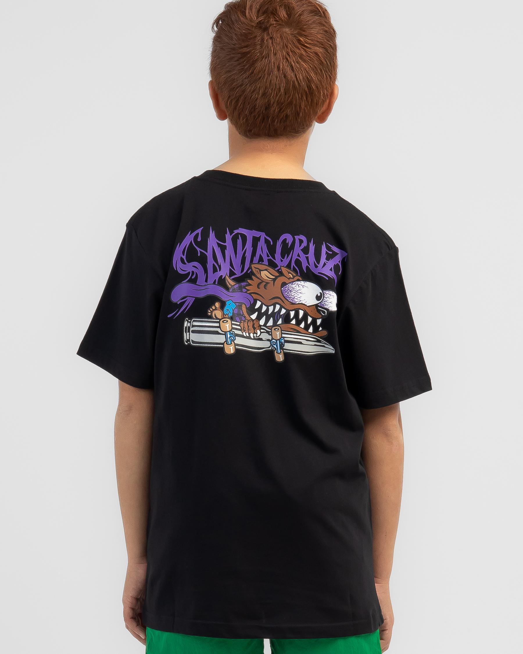 Shop Santa Cruz Boys' Wolf Slasher T-Shirt In Black - Fast Shipping ...
