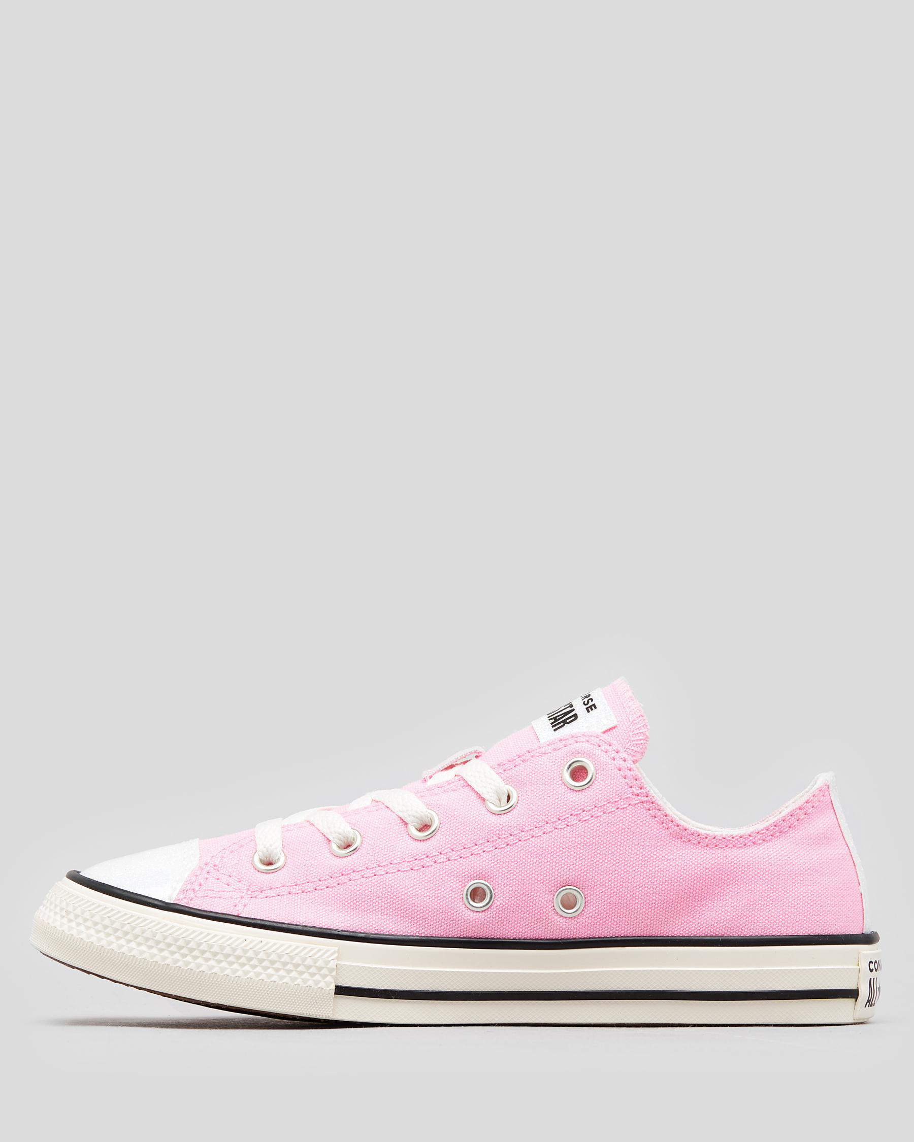 Shop Converse Girls' Chuck Taylor Lo-Cut Shoes In Pink/egret/black ...