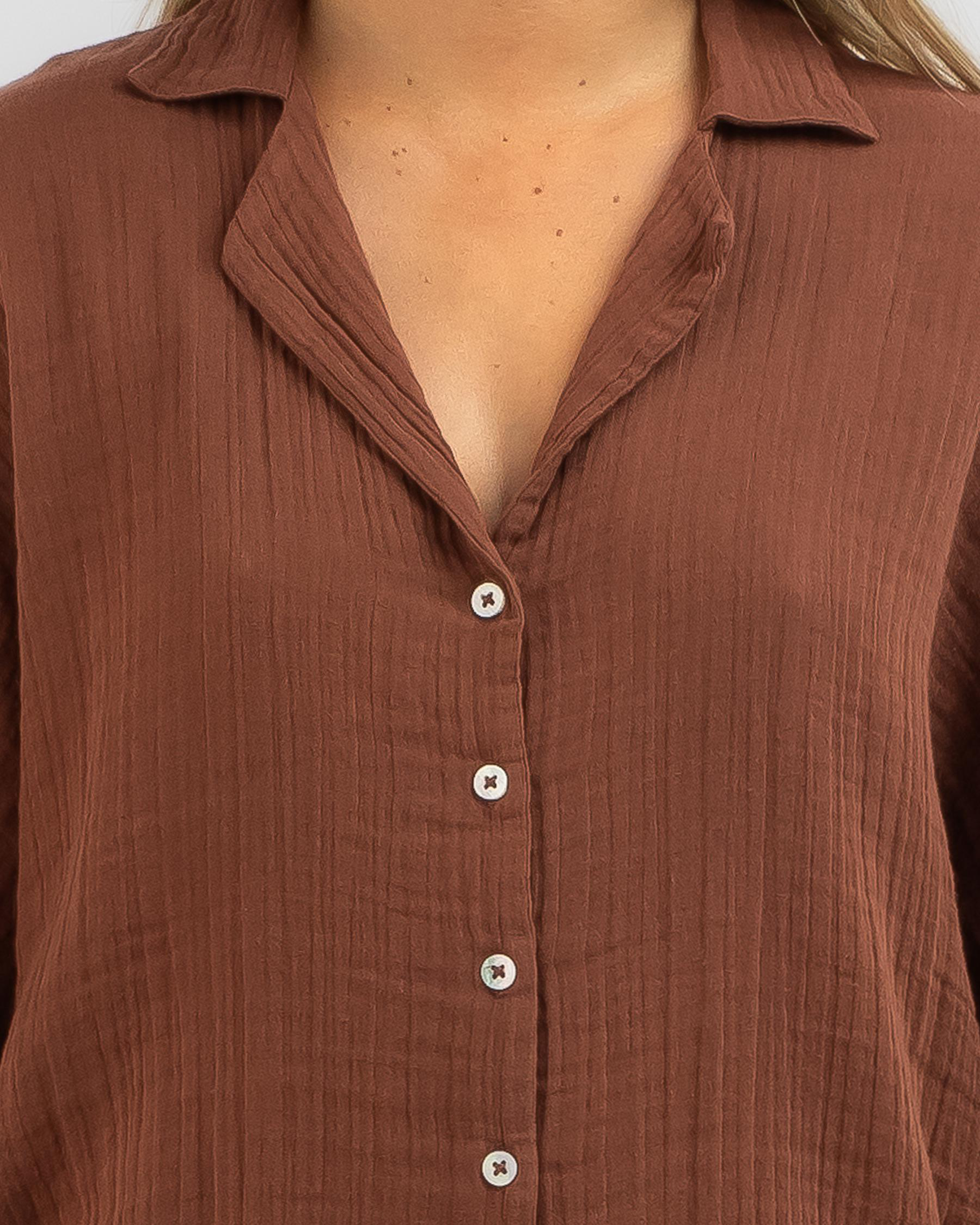 Shop Rip Curl Premium Surf Short Sleeve Shirt In Dark Brown - Fast ...