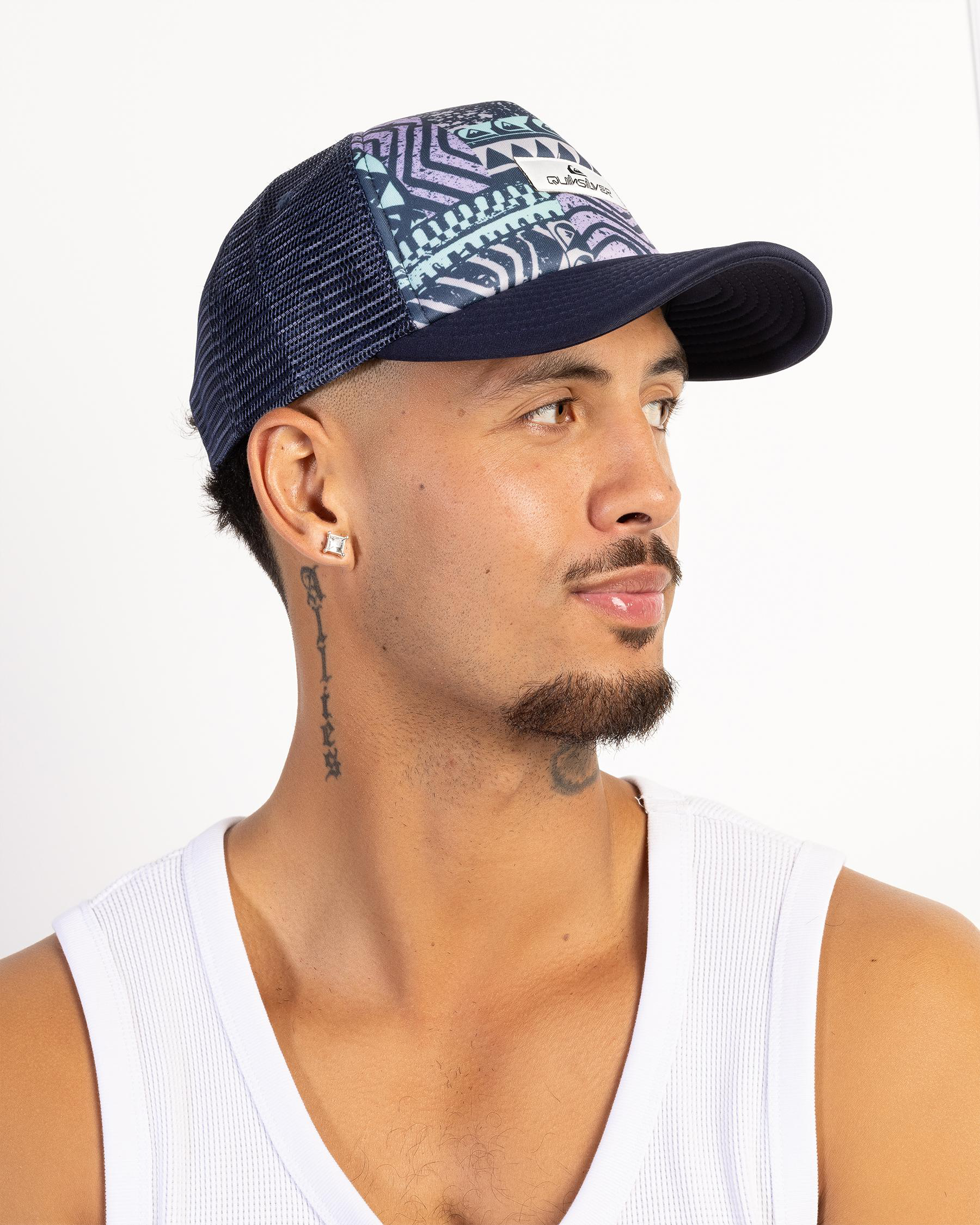 Shop Quiksilver Buzzard Coop Trucker Cap In Iron Gate - Fast Shipping ...