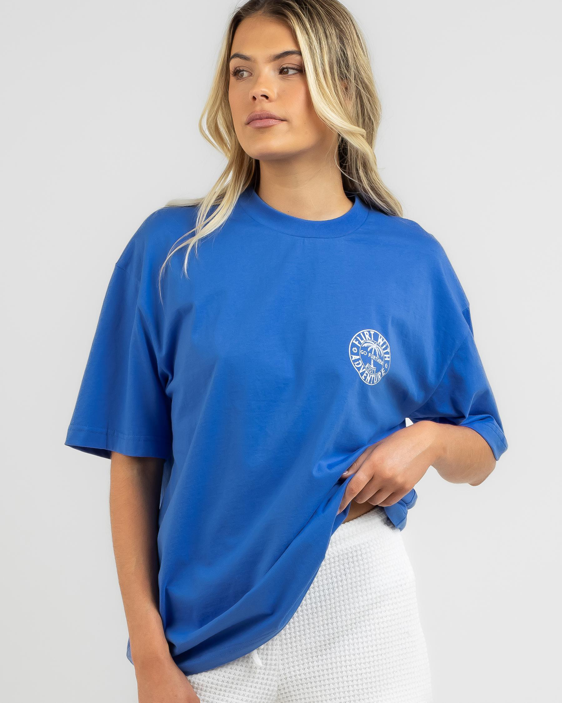 Shop Rusty Flirt Oversized T-Shirt In Blue Regatta - Fast Shipping ...