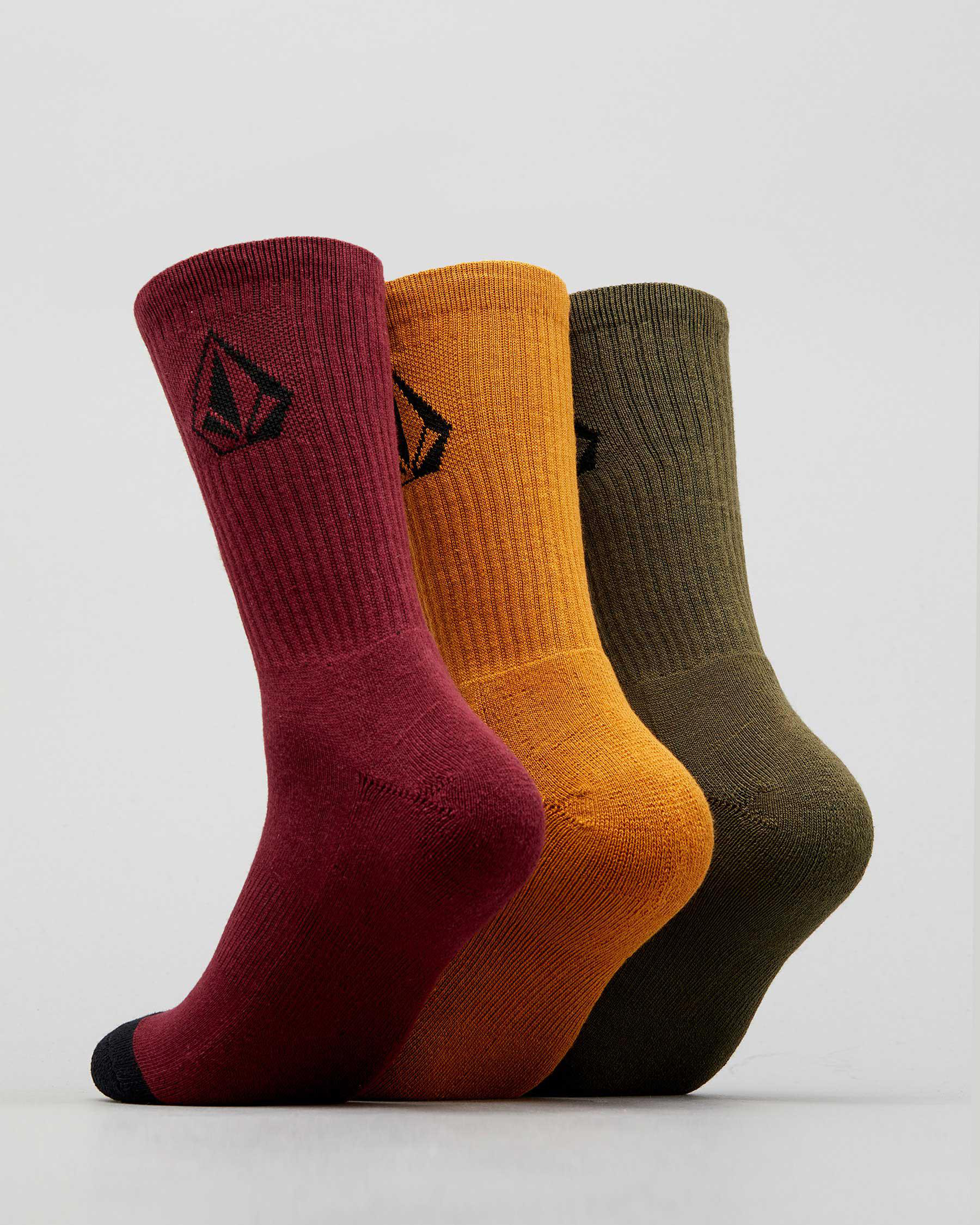 Shop Volcom Full Stone Socks 3 Pack In Multicolour - Fast Shipping ...