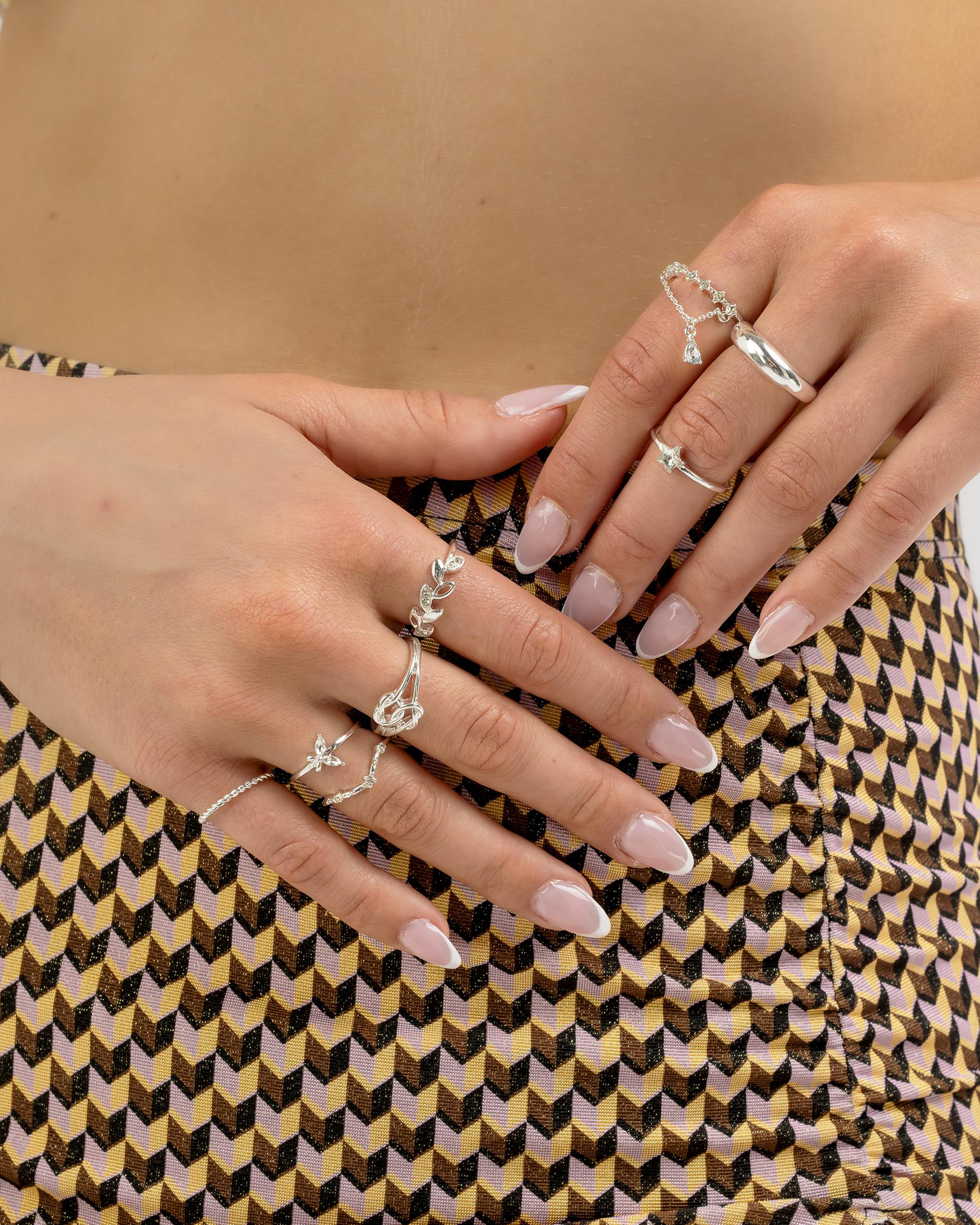 Shop Karyn In LA Angela Ring Pack In Shiny Silver - Fast Shipping ...