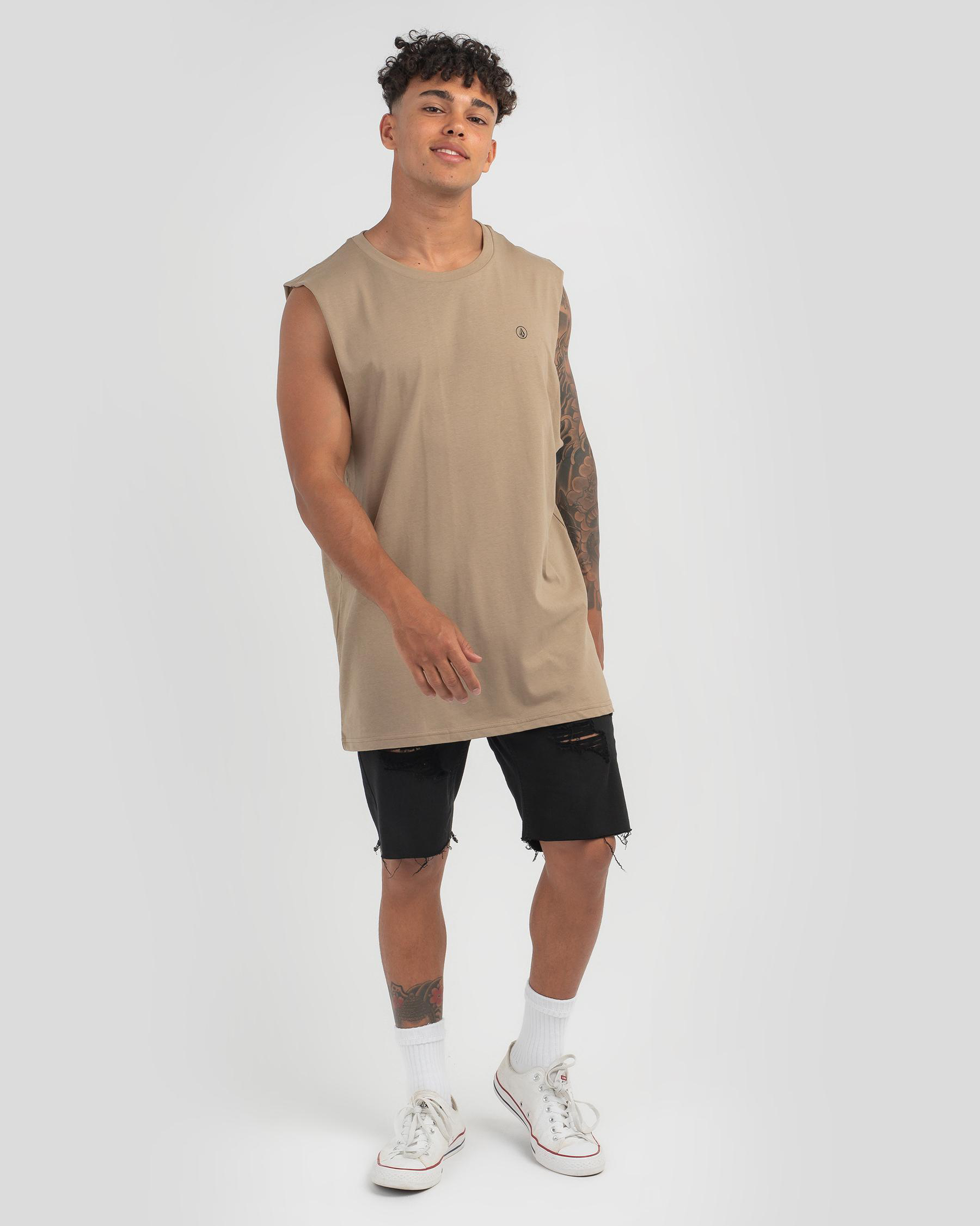 Shop Volcom Solid Muscle Tank In Desert Taupe - Fast Shipping & Easy ...