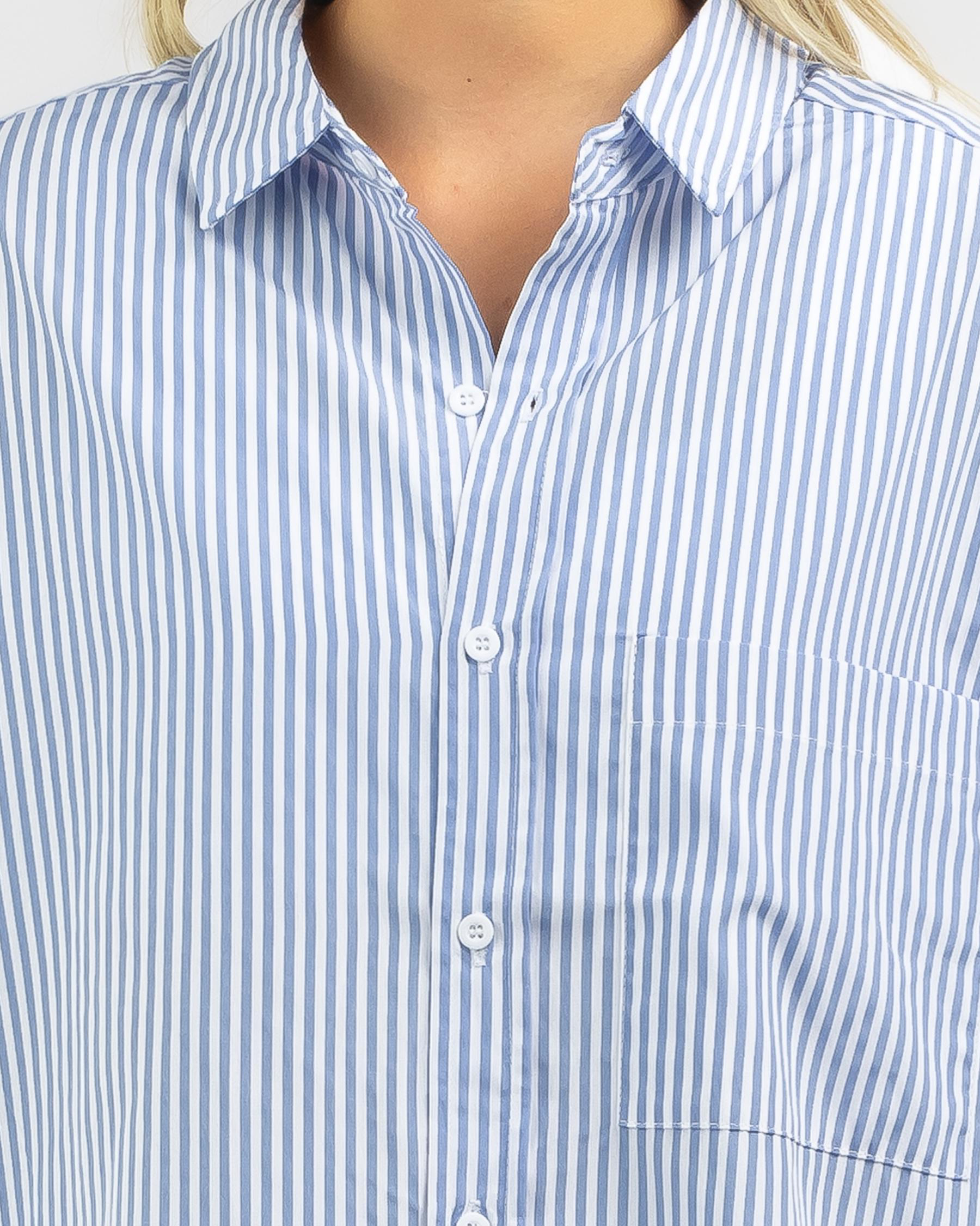 Shop Ava And Ever Eden Shirt Dress In Blue Stripe - Fast Shipping ...