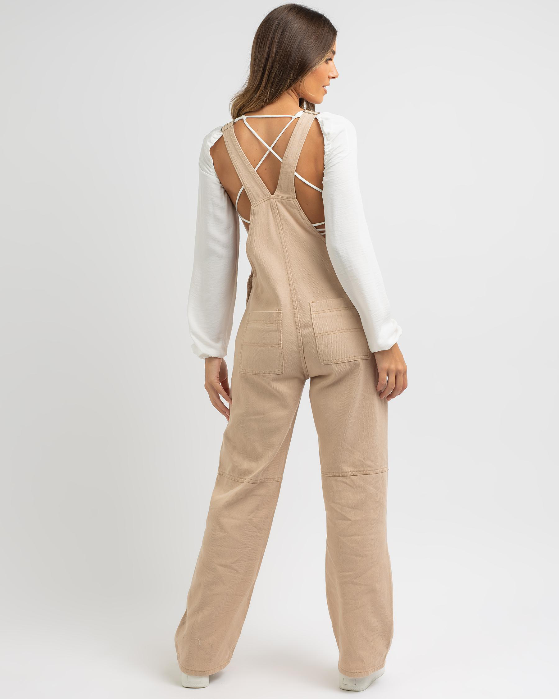 Shop DESU Bliss Long Overalls In Latte - Fast Shipping & Easy Returns ...