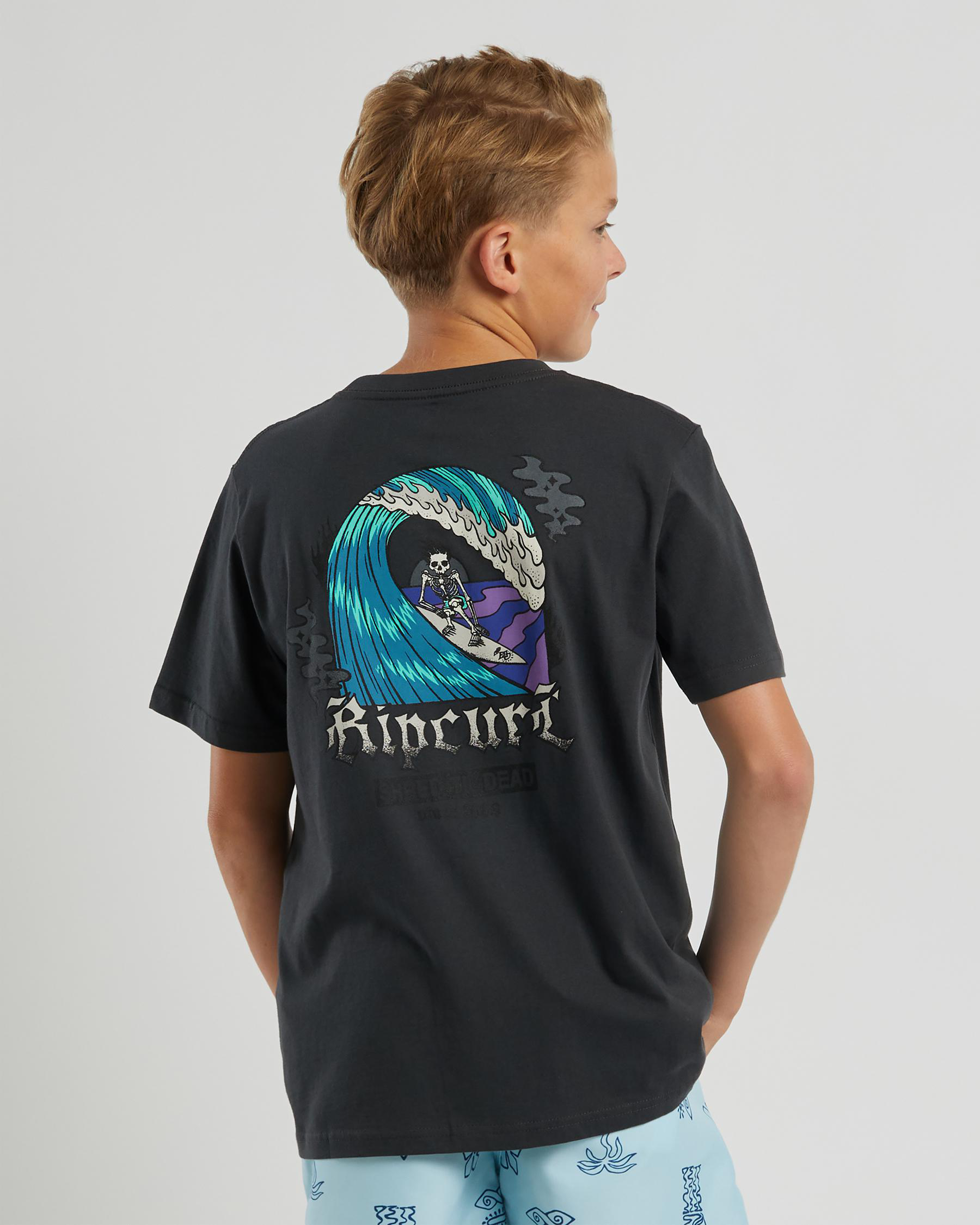 Shop Rip Curl Boys' Shred Til T-Shirt In Washed Black - Fast Shipping ...