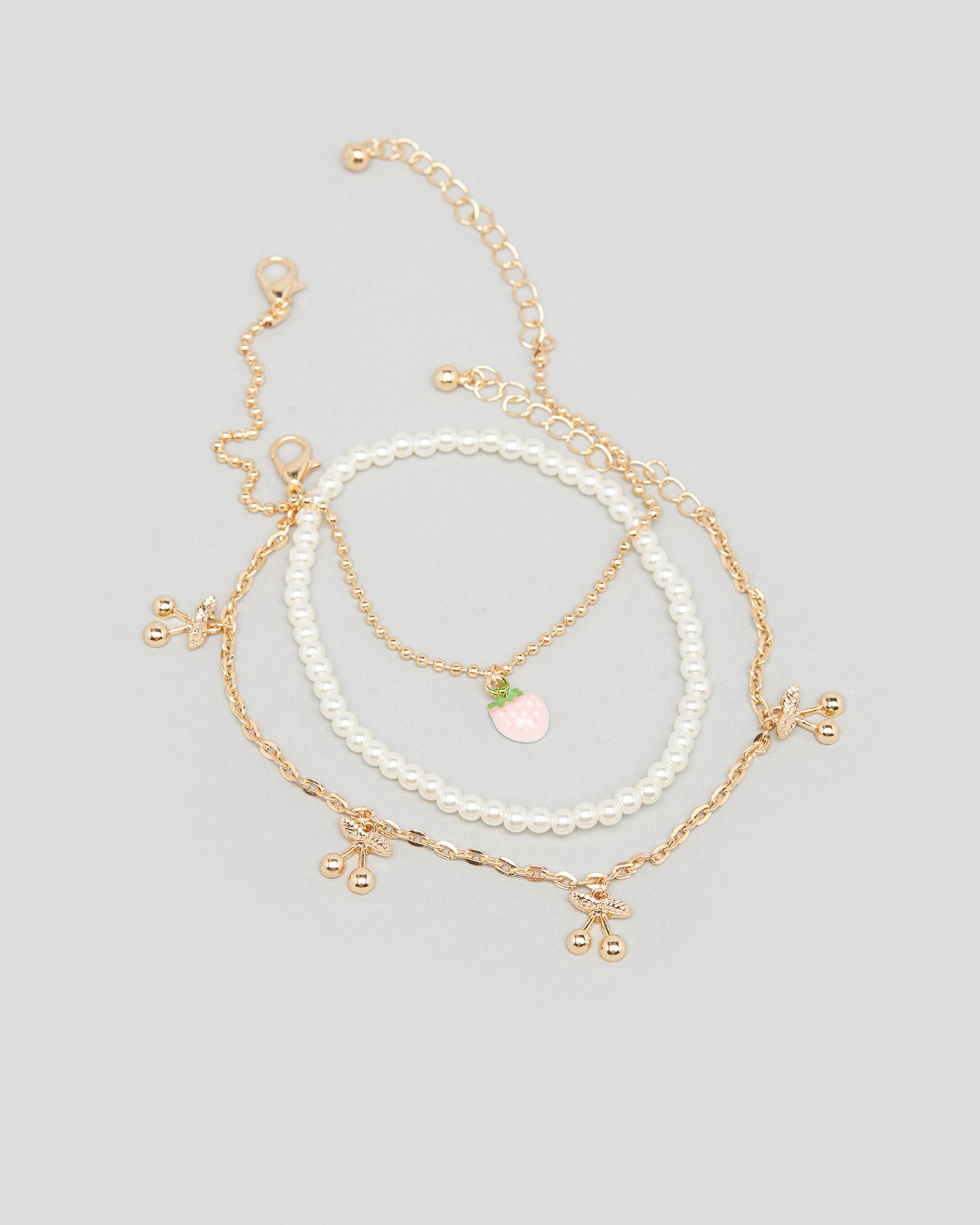 Shop Karyn In LA Milly Anklet Pack In White/shiny Light Gold - Fast Shipping & Easy Returns ...