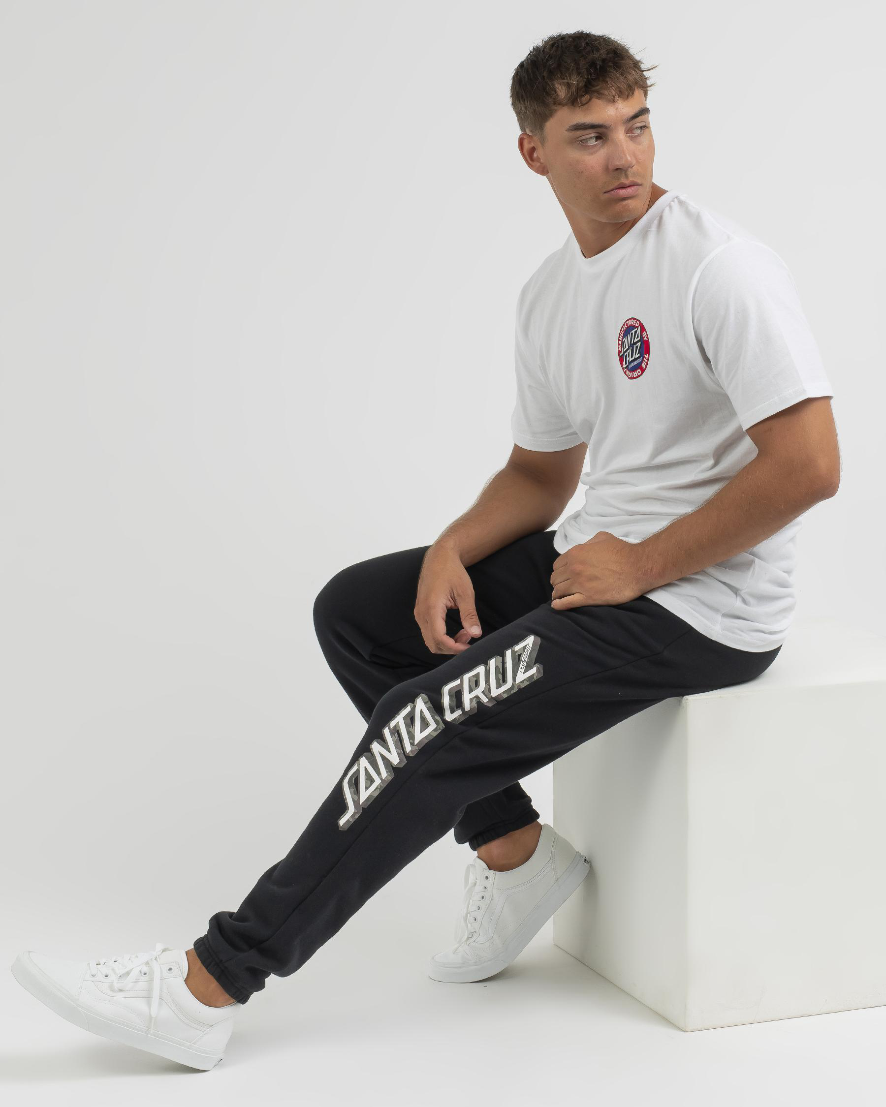 Shop Santa Cruz Classic Strip Camo Track Pants In Black - Fast Shipping ...