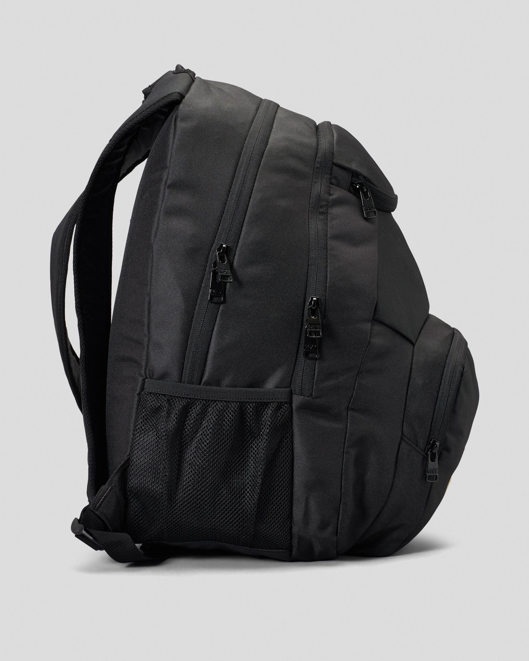 Shop Roxy Shadow Swell Logo Backpack In Anthracite - Fast Shipping ...