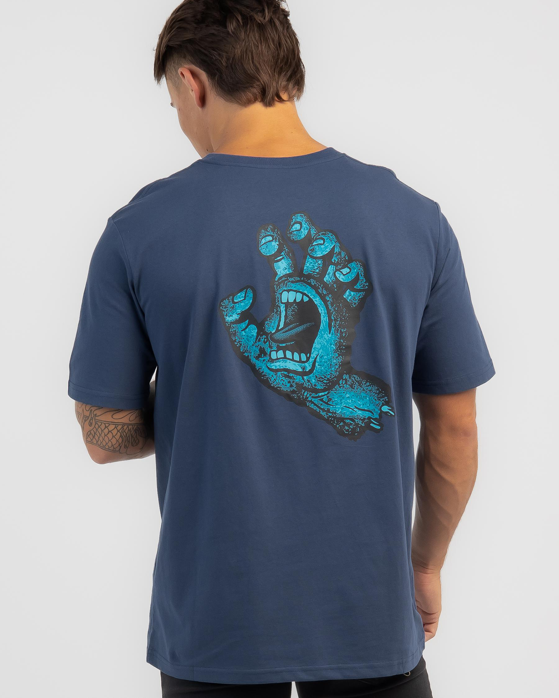 Shop Santa Cruz Street Creep Hand T-Shirt In Navy - Fast Shipping ...