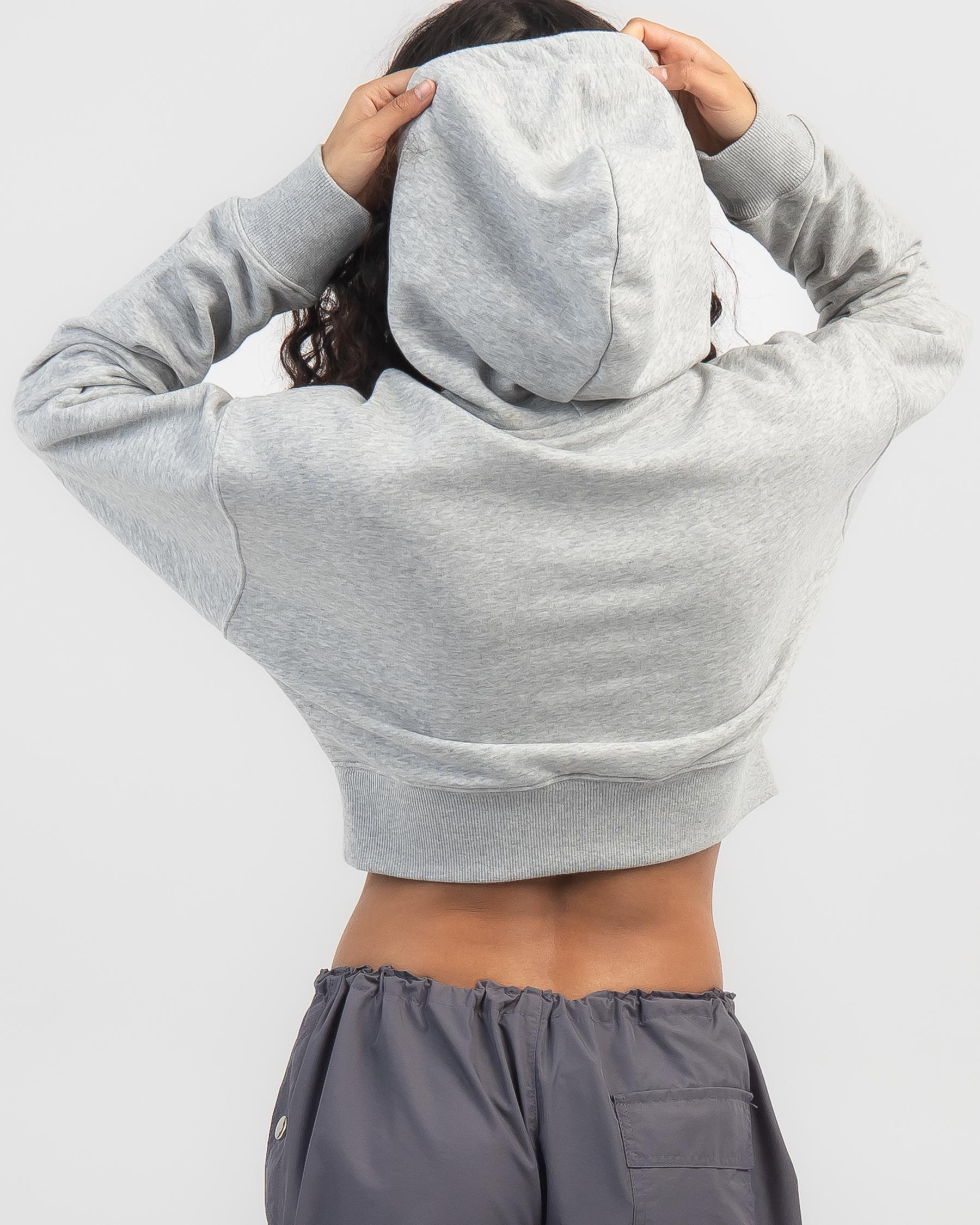 Shop Puma Cropped Hoodie In Light Grey Heather - Fast Shipping & Easy ...