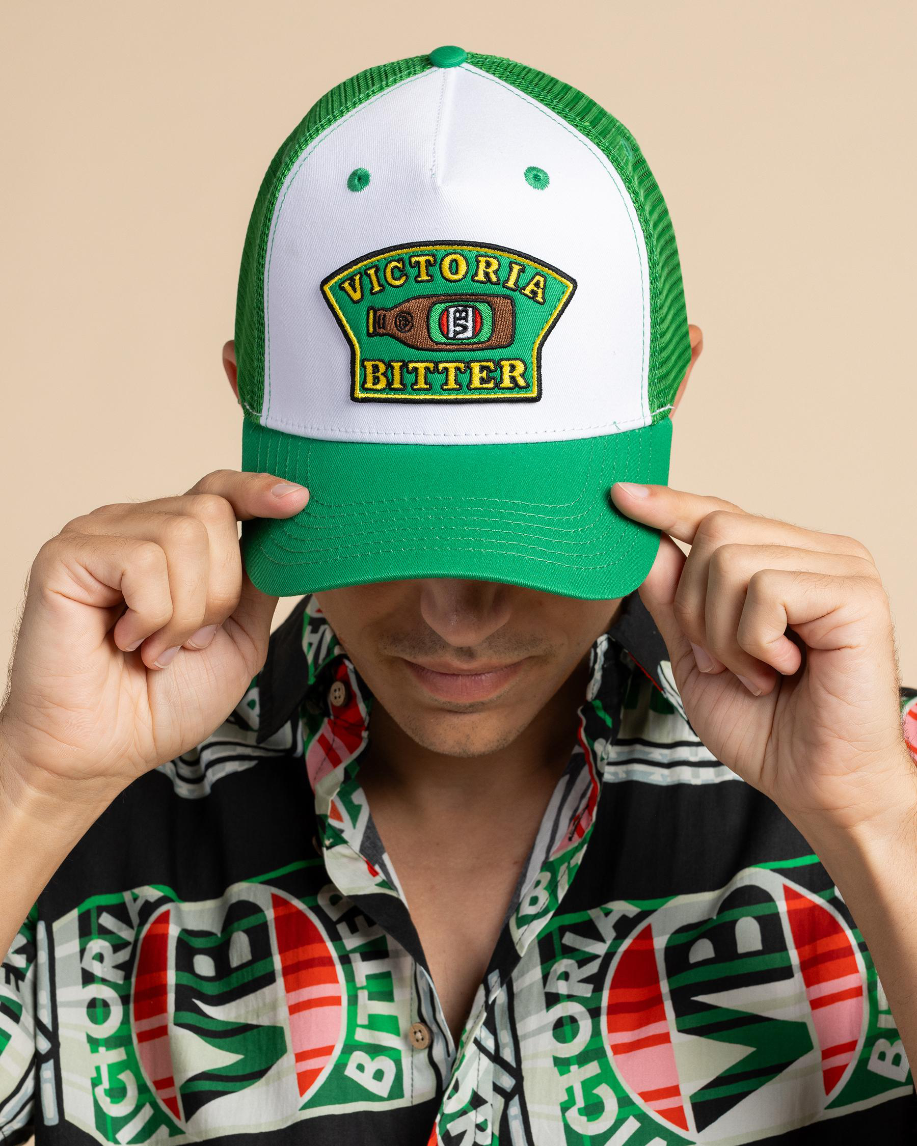 Shop Victoria Bitter John Beer Trucker Cap In White - Fast Shipping ...