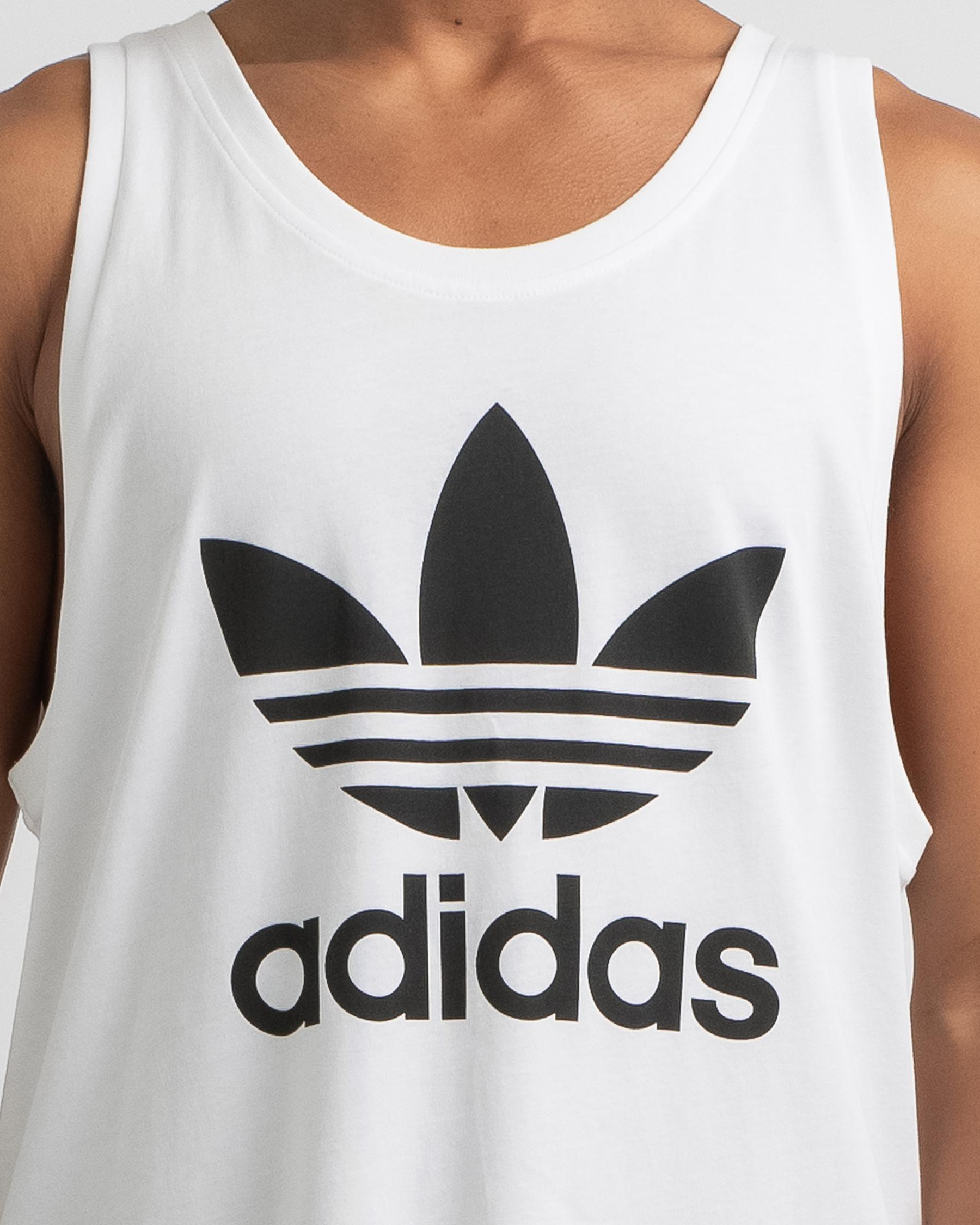 Shop adidas Trefoil Tank In White/black - Fast Shipping & Easy Returns ...
