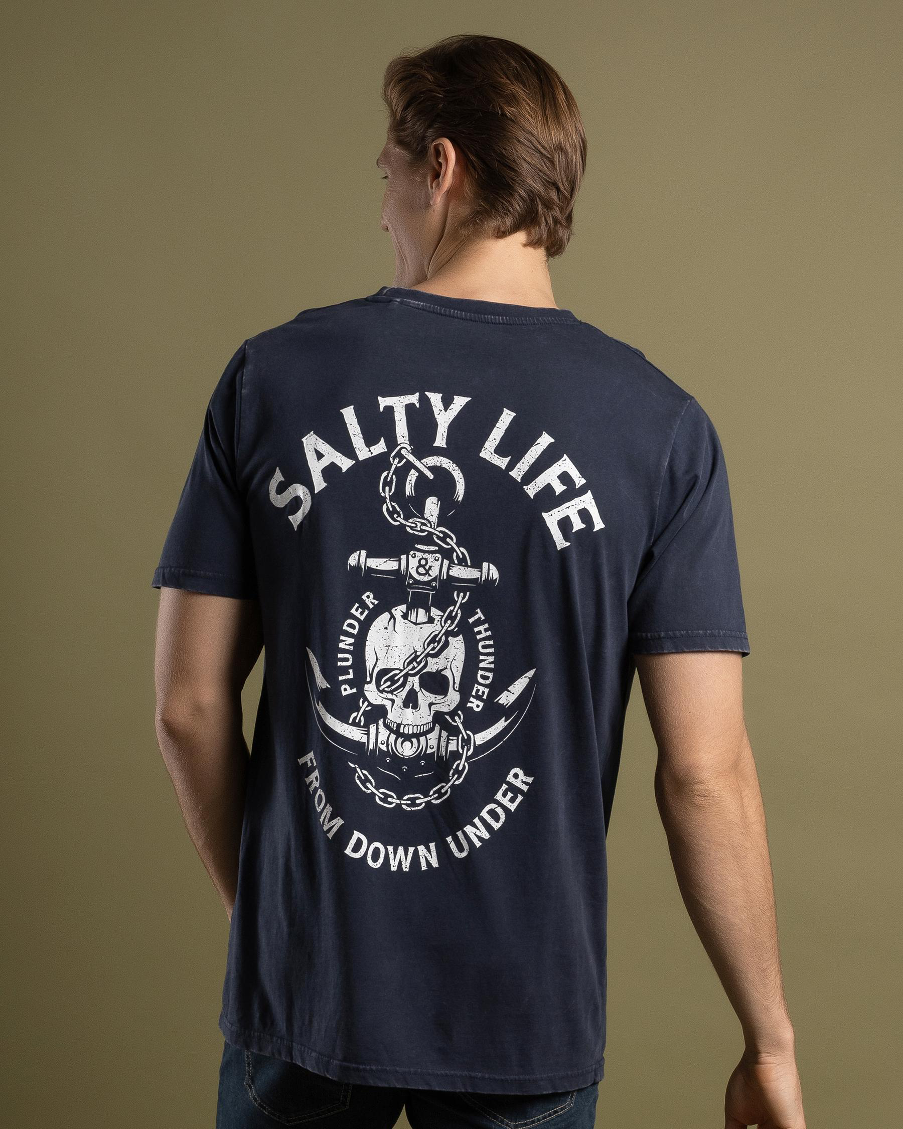 Shop Salty Life Plunder & Thunder T-Shirt In Navy Acid - Fast Shipping ...