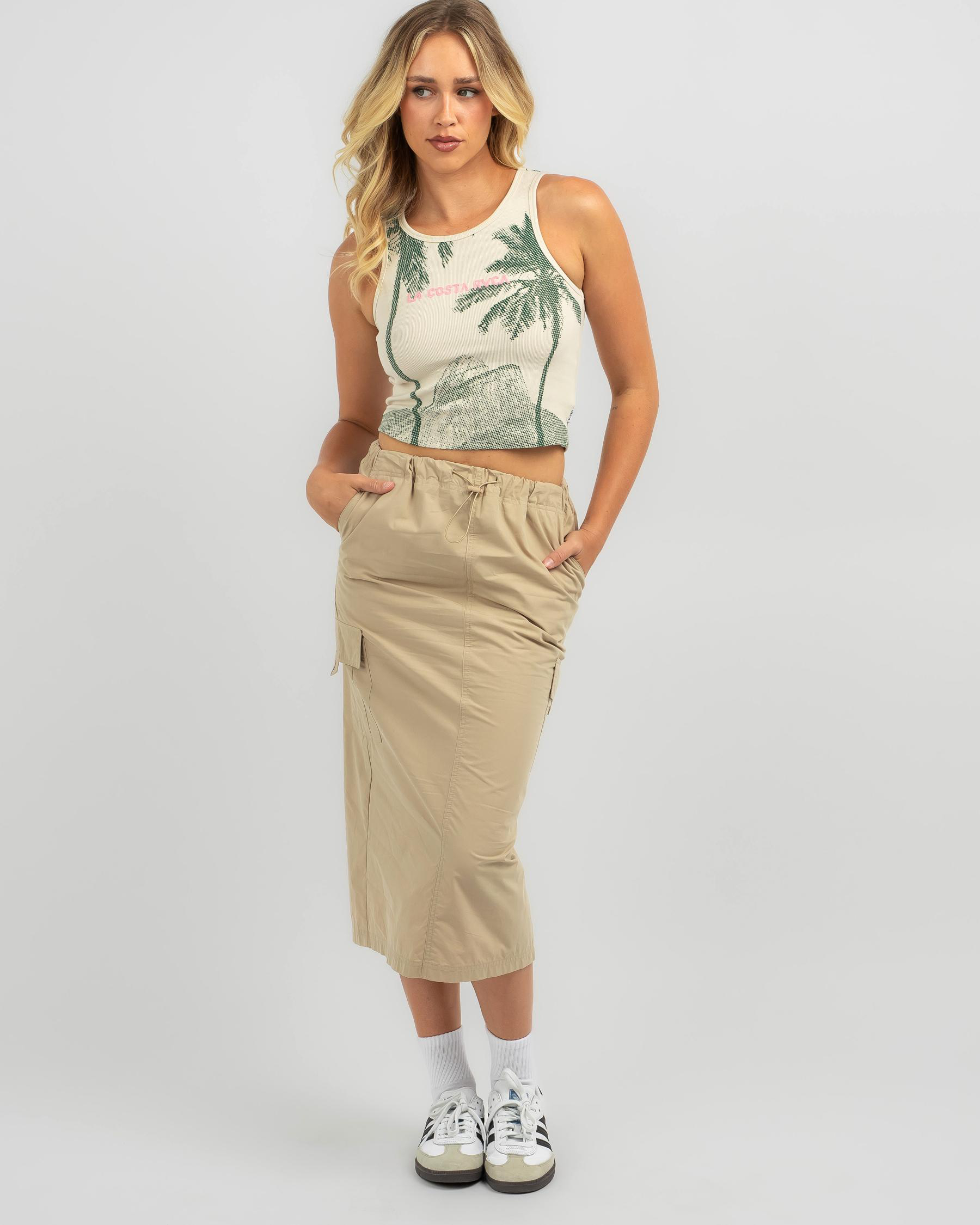 Shop RVCA Island Staple Tank Top In Natural - Fast Shipping & Easy ...