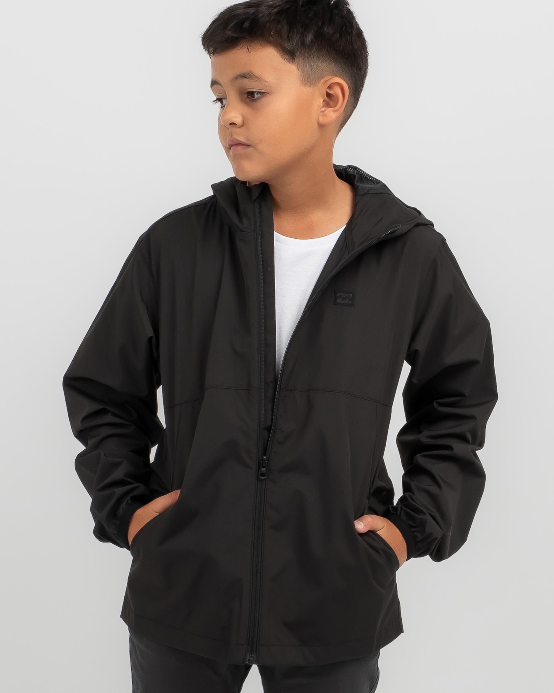 Shop Billabong Boys' Transport Windbreaker Jacket In Black - Fast ...