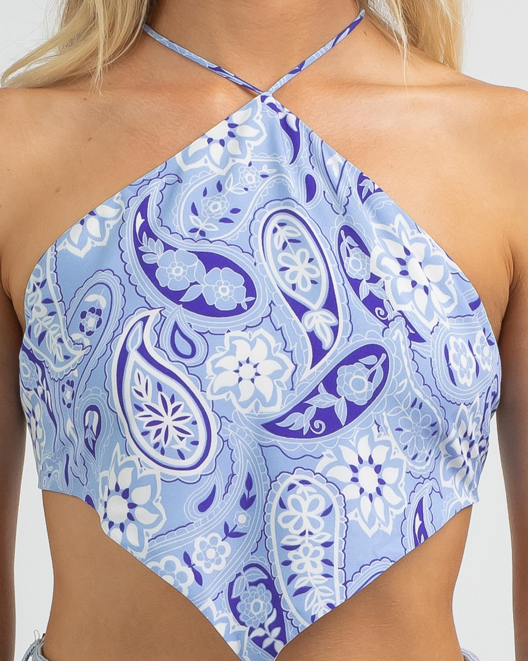Shop Rumor Princess Paisley Top In Blue - Fast Shipping & Easy Returns ...