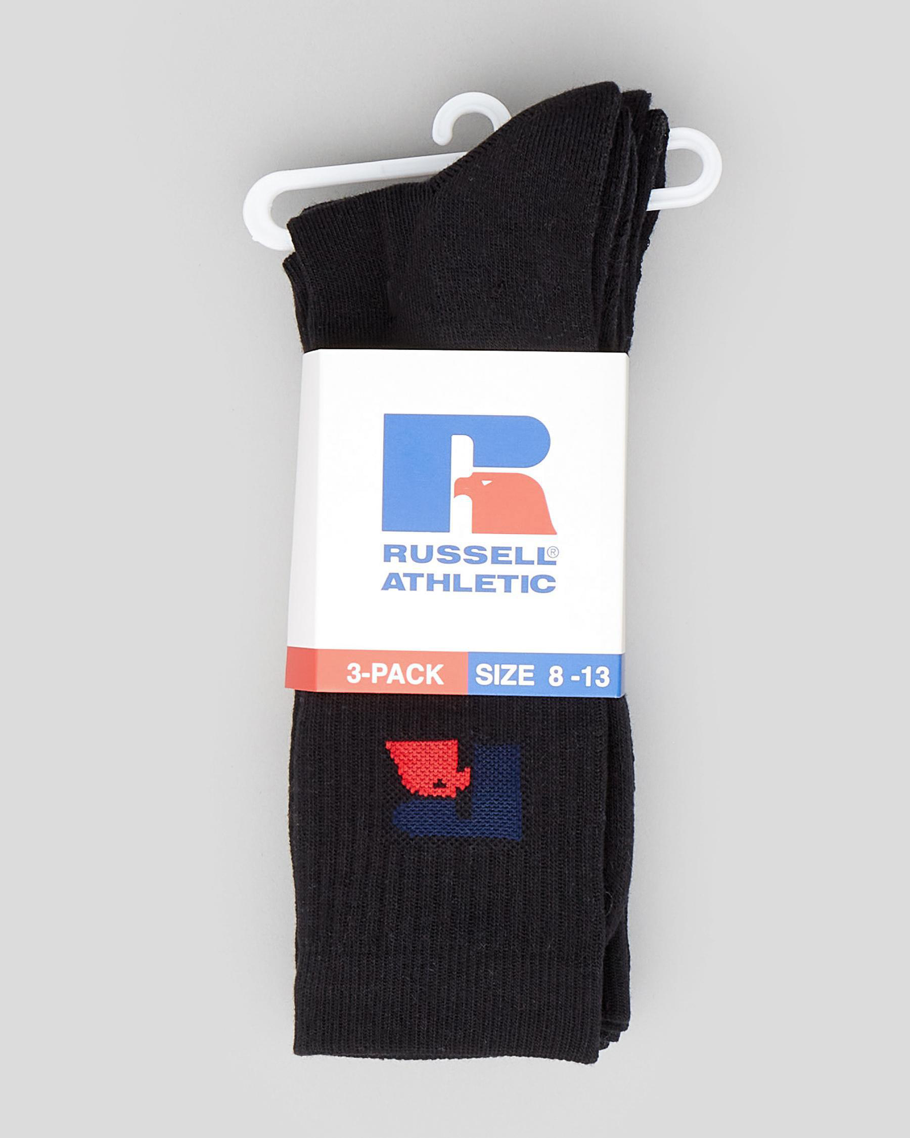 Shop Russell Athletic Russell Athletic Classic Socks 3 Pack In Black ...