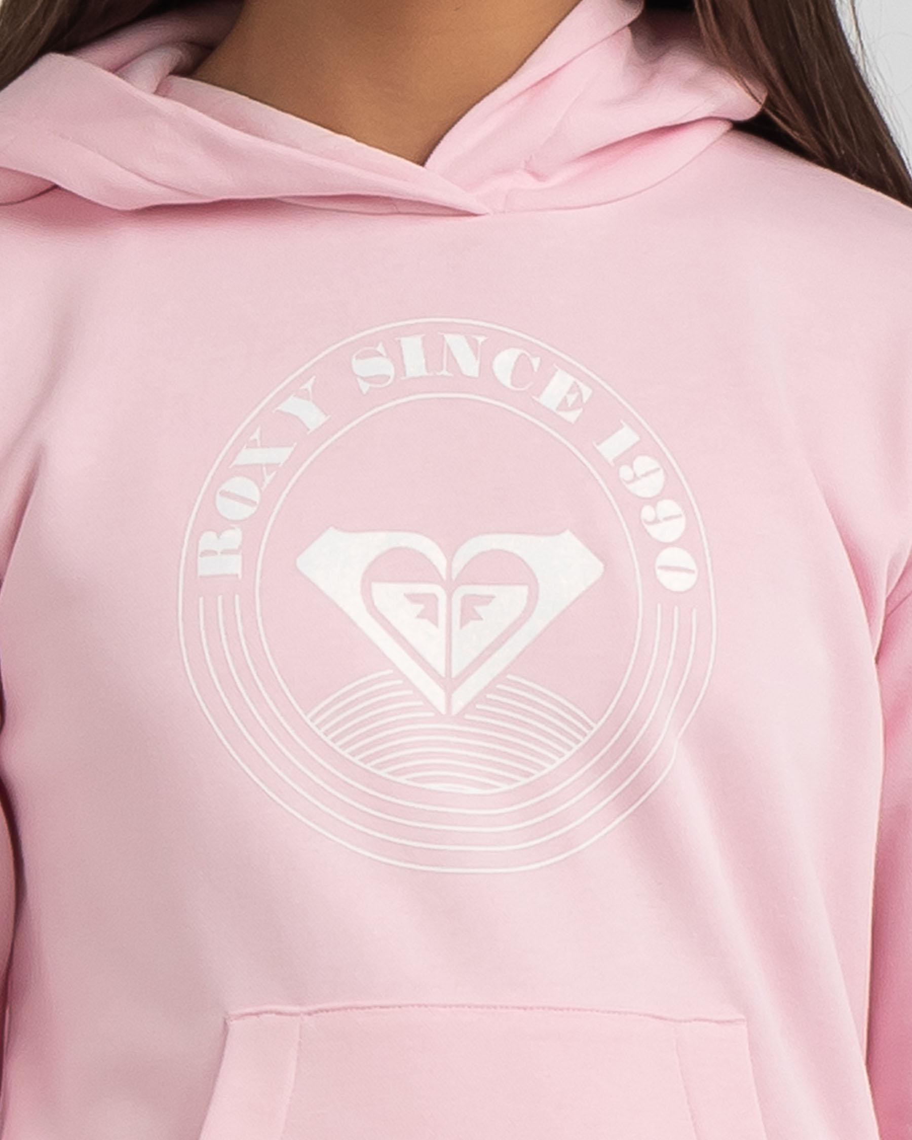 Shop Roxy Girls' Indian Poem Foil Hoodie In Pink Mist - Fast Shipping ...