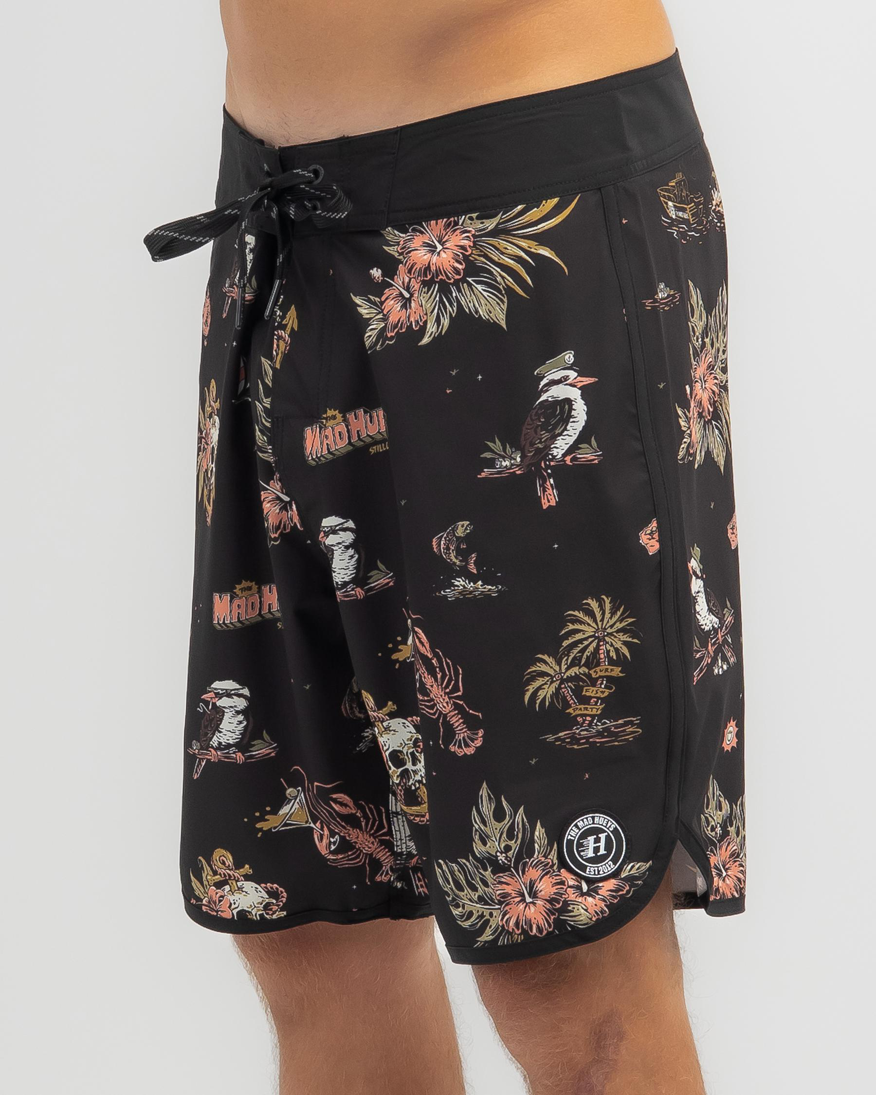 Shop The Mad Hueys Dirty Vacay ll Board Shorts 19" In Vintage Black ...